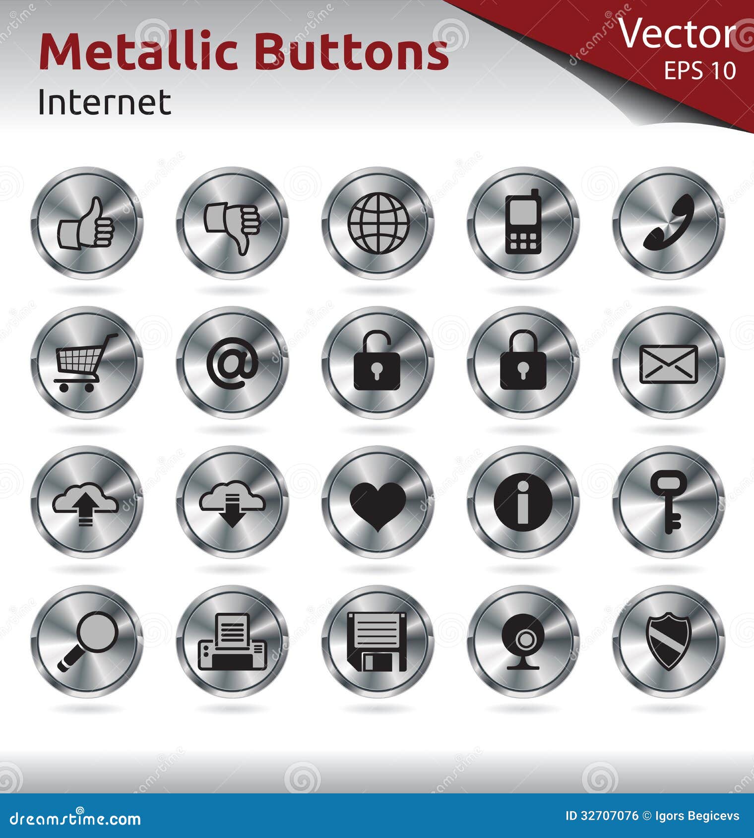 Metallic Buttons - Multimedia Stock Illustration - Illustration of ...