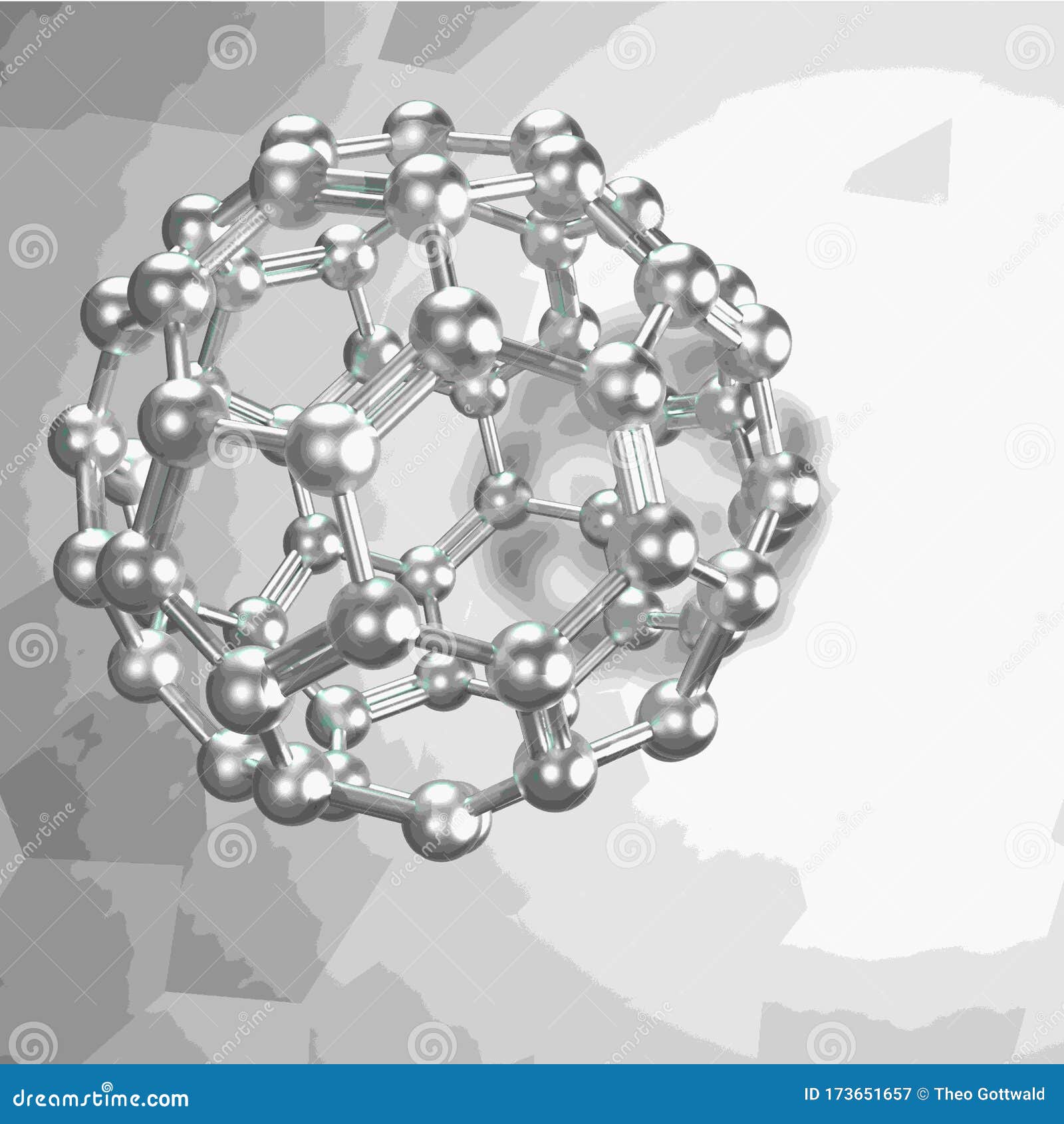 Metallic C60 molecule stock image. Illustration of metallic - 173651657