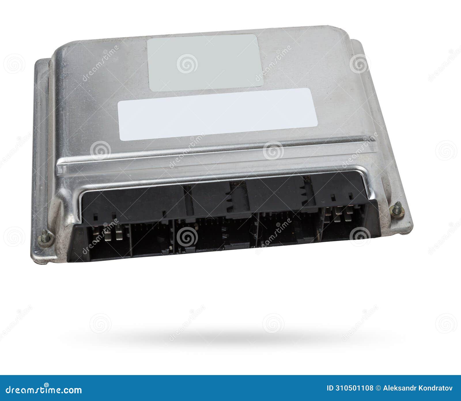 Metallic Car Engine Control Unit with Plastic Elements Soaring on a ...
