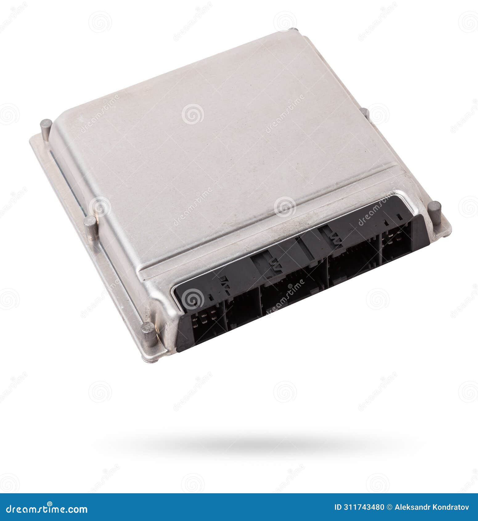 Metallic Car Engine Control Unit with Plastic Elements Soaring on a ...