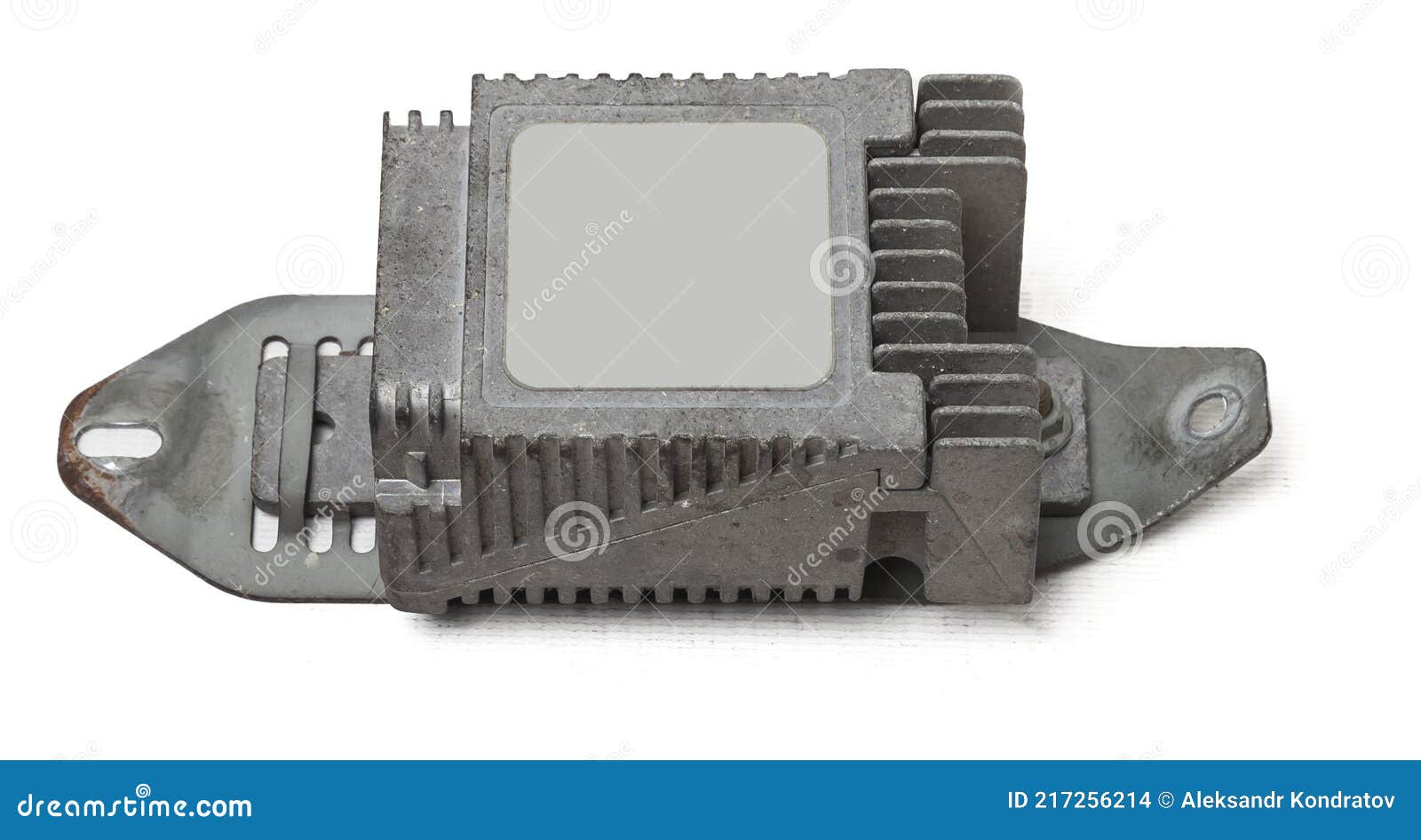 Metallic Car Engine Control Unit with Plastic Elements on a White ...