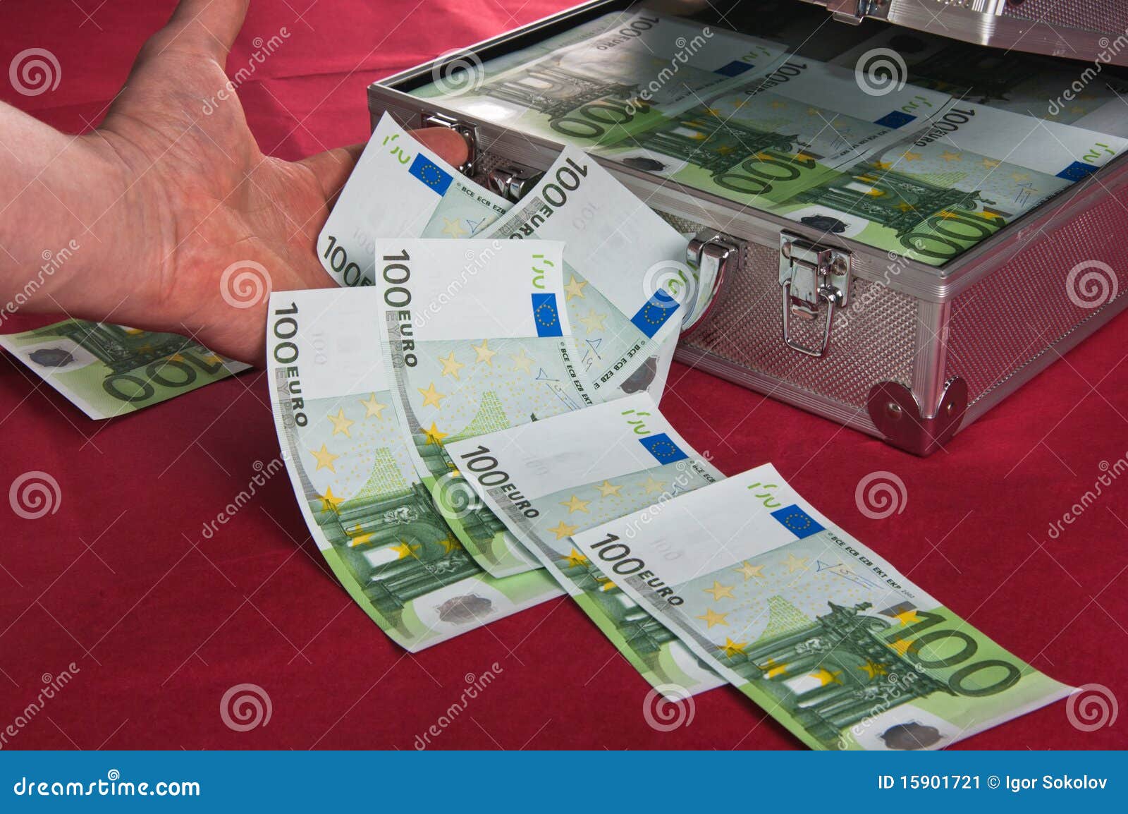 Metallic case full of Euro stock image. Image of luggage - 15901721