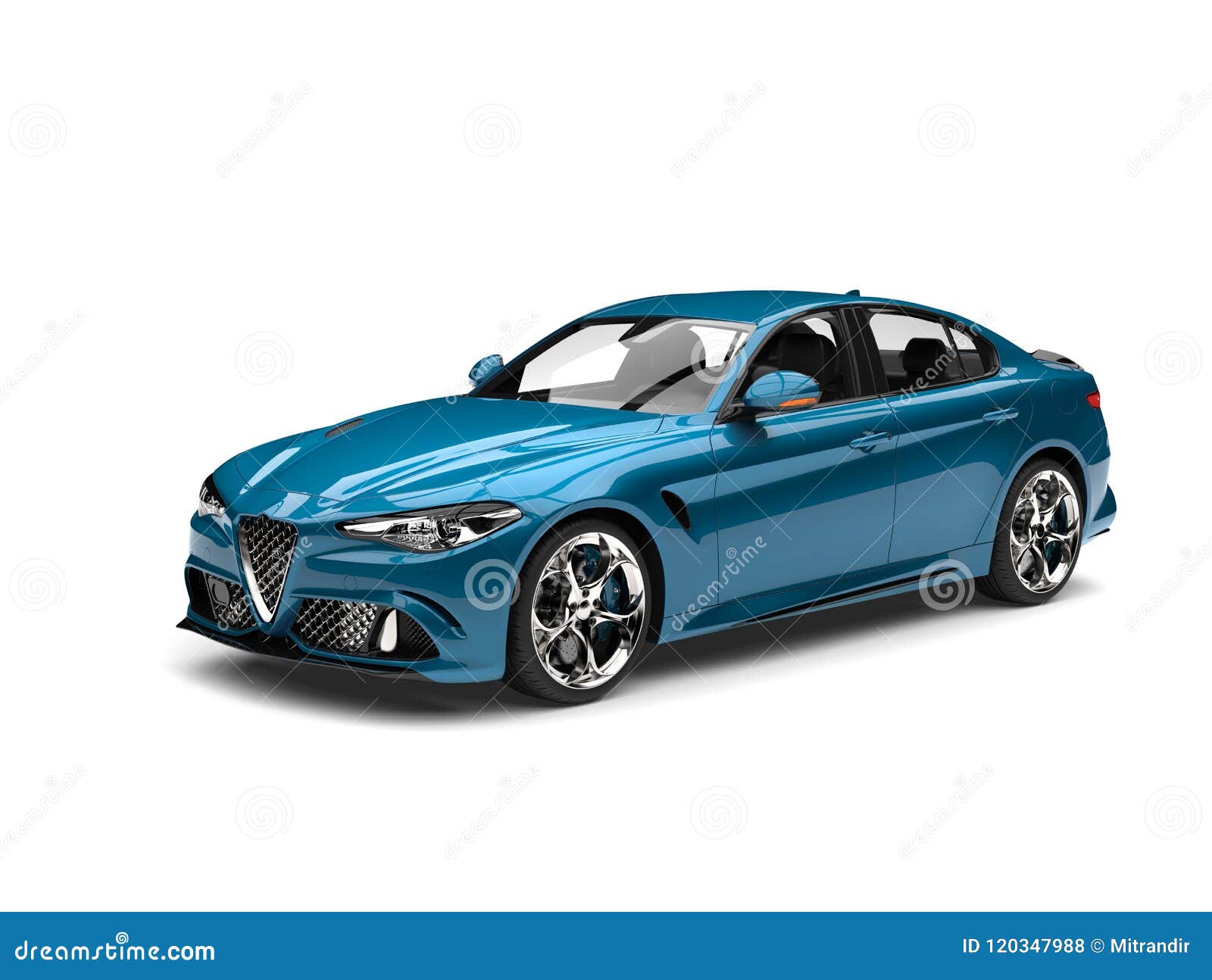 Metallic Cerulean Blue Modern Fast Car - Tail View Royalty-Free Stock ...