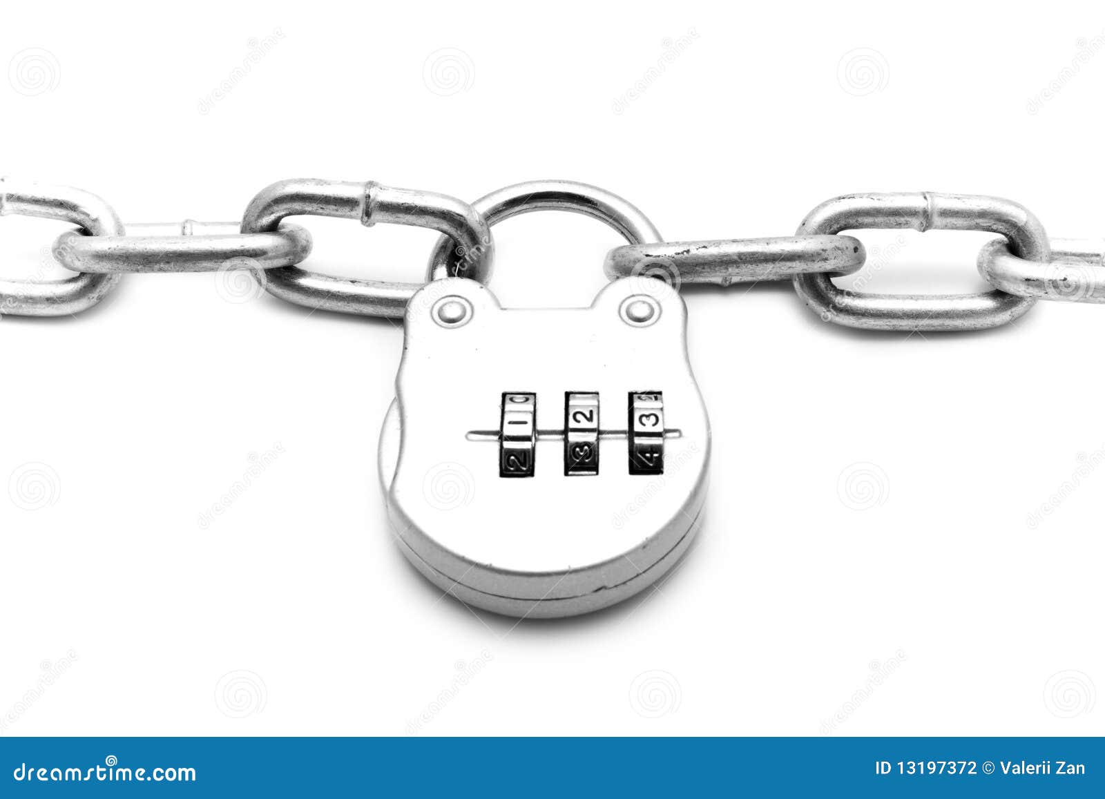 Metallic chain with a lock stock photo. Image of chain - 13197372