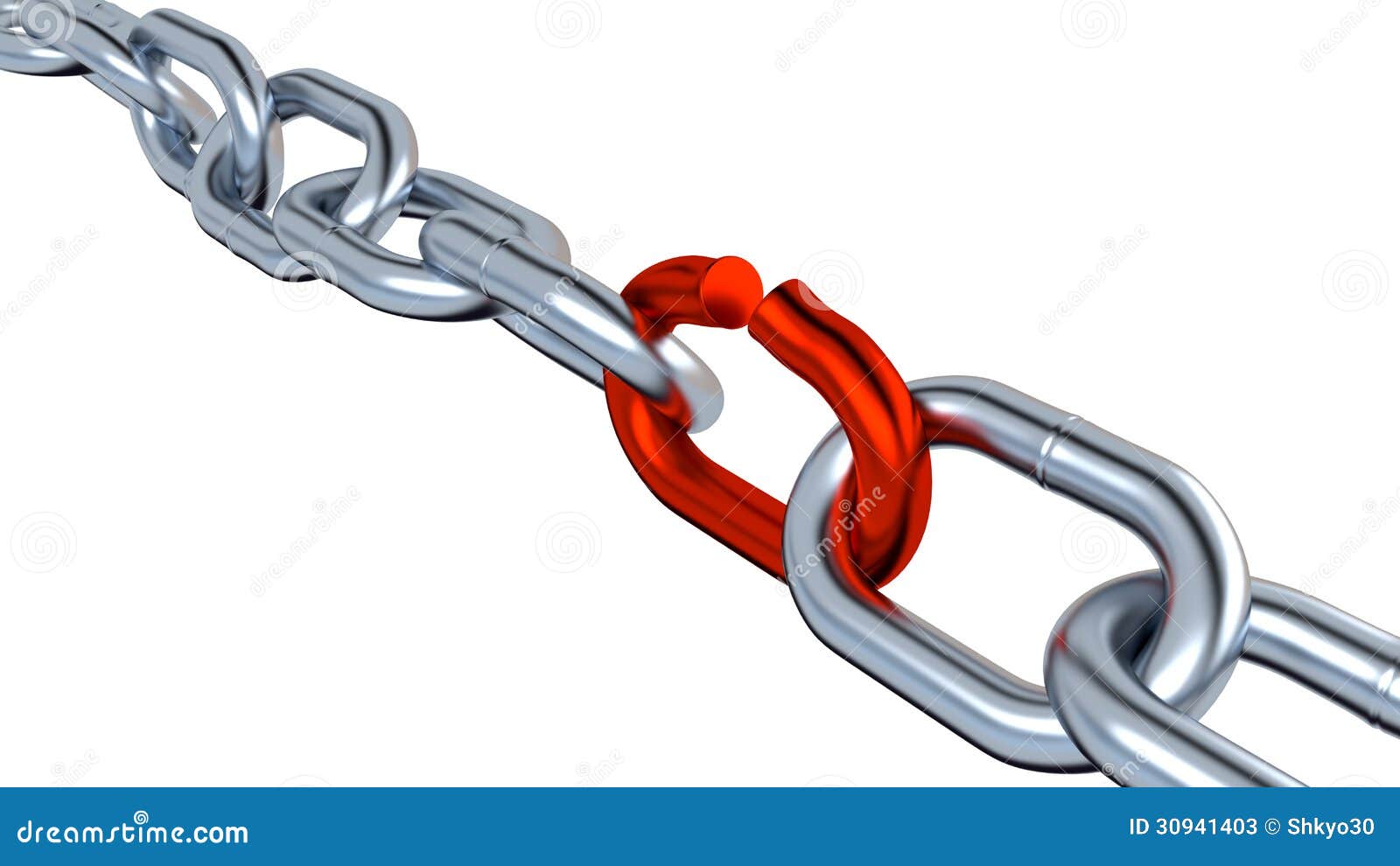 Metallic Chain with One Red Link Stock Illustration - Illustration of ...