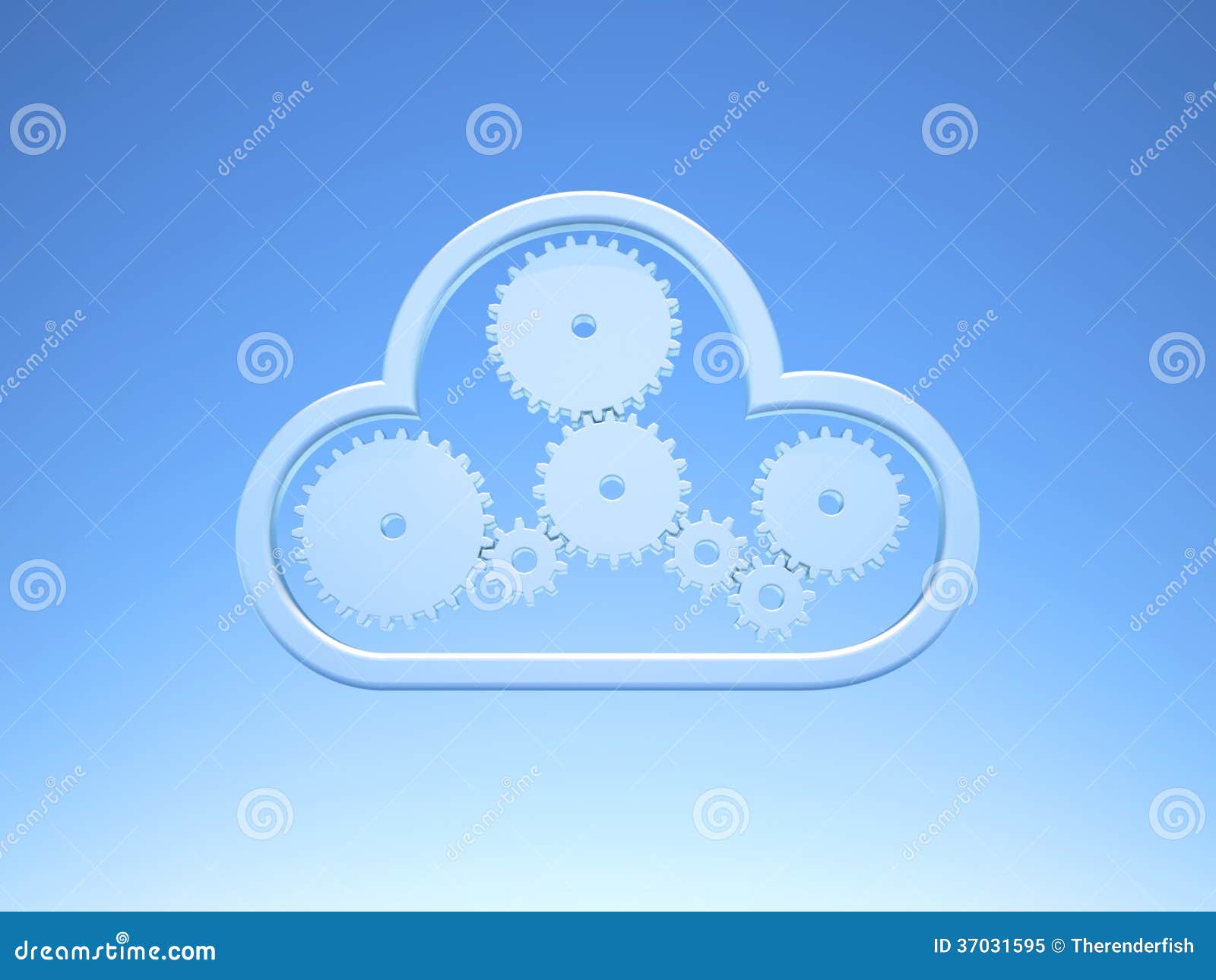 Metallic Cloud Computing Icon on Blue Sky Stock Illustration ...