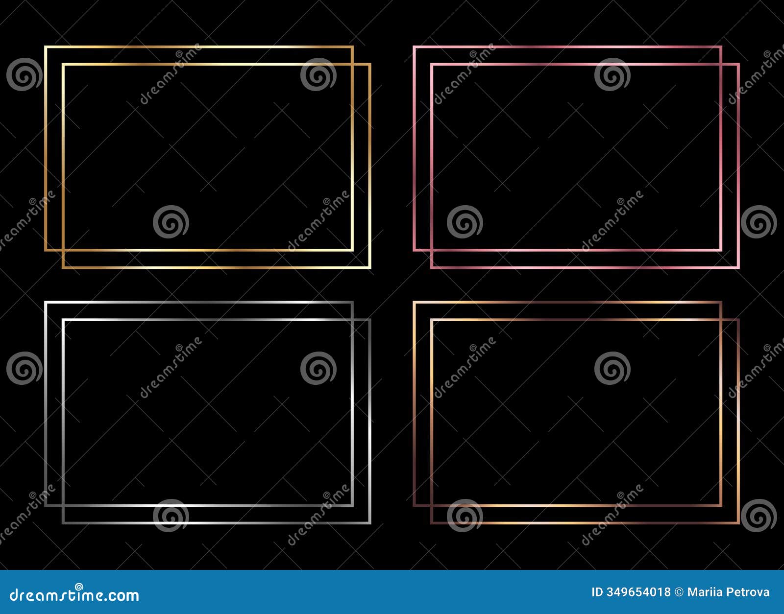 Metallic Colored Square Frames Set. Golden, Silver, Bronze and Pink ...