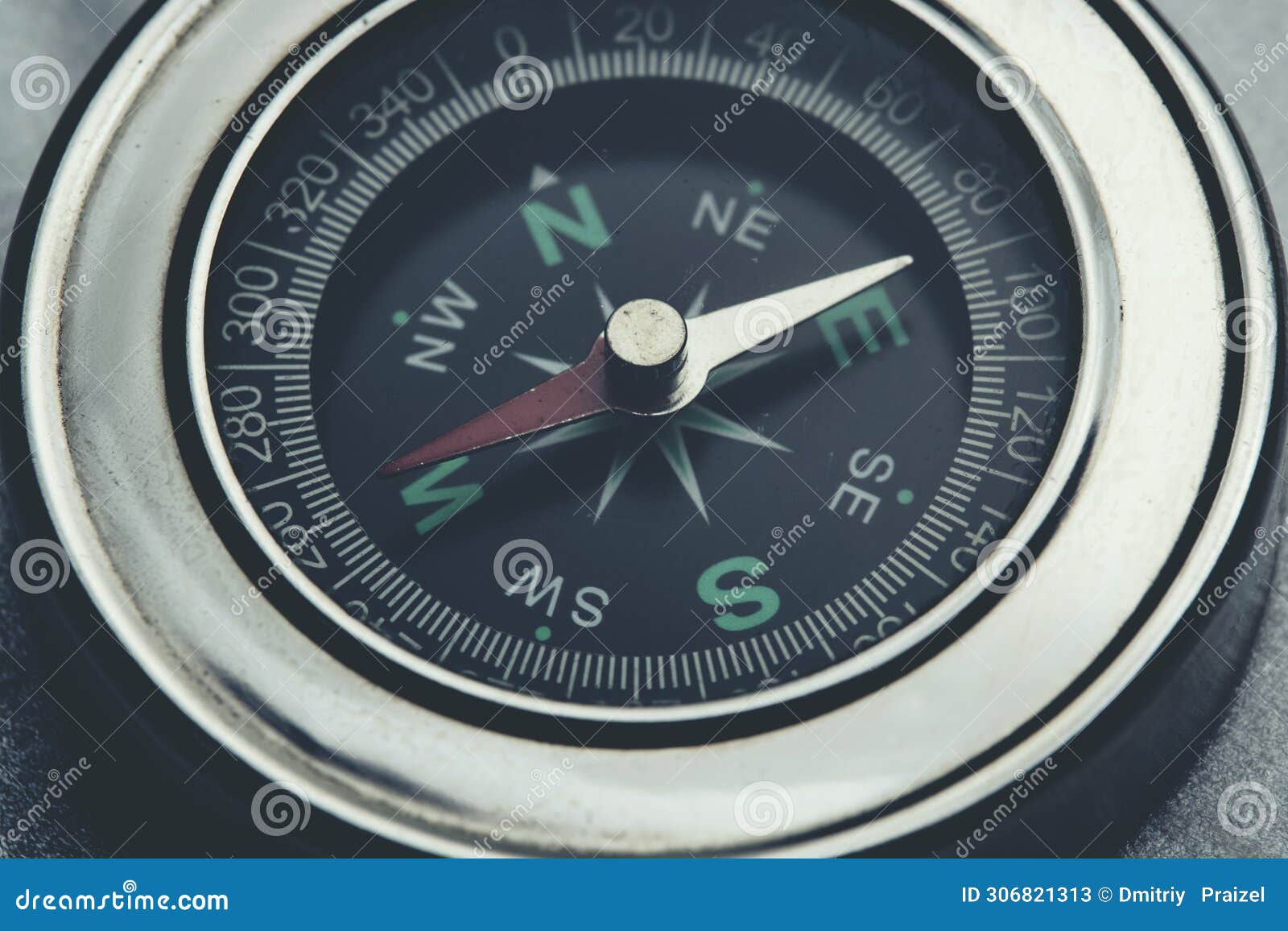 Metallic Compass Indicating Westward Direction. Stock Image - Image of ...