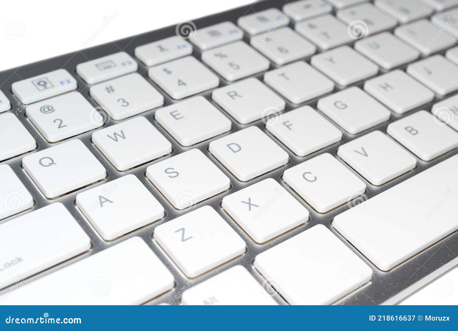 Metallic Computer Keyboard with White QWERTY Keys Stock Image - Image ...