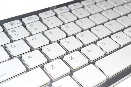 Metallic Computer Keyboard with White QWERTY Keys Stock Image - Image ...