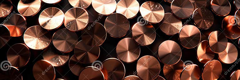 Metallic Copper Circles Overlapping on a Black Background, Forming a ...