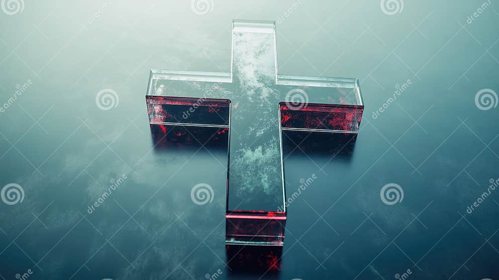 Metallic Cross Resting on a Reflective Surface with Subtle Lighting ...