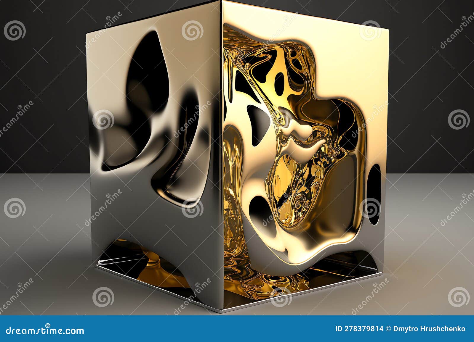 Metallic Cube Stand. Metal Material. Cube Shape. Geometric. Generative ...