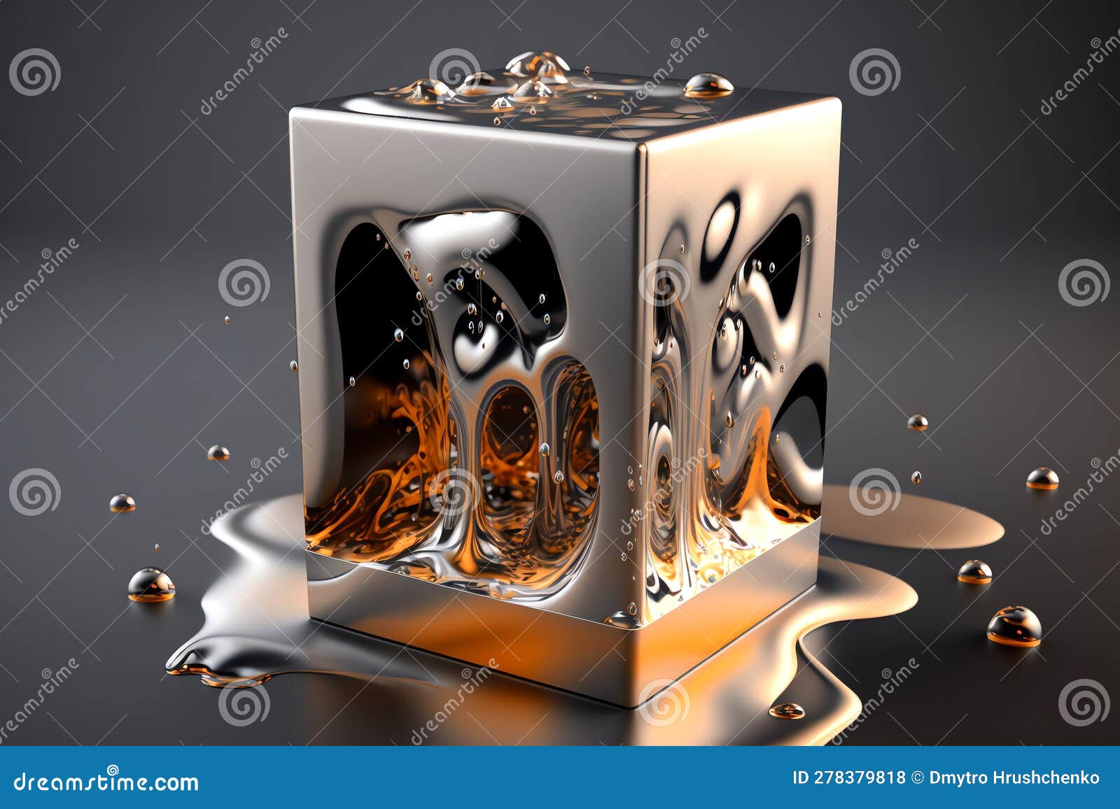 Metallic Cube Stand. Metal Material. Cube Shape. Geometric. Generative ...