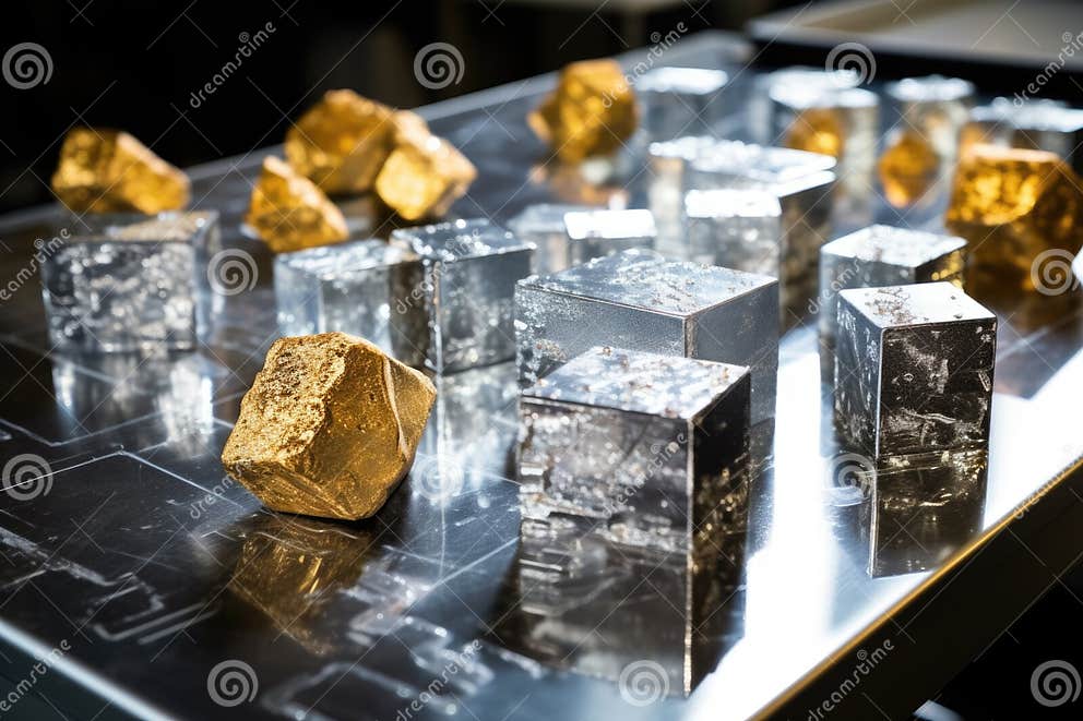 Metallic Cubes Representing Alien Artifacts on a Lab Table Stock ...