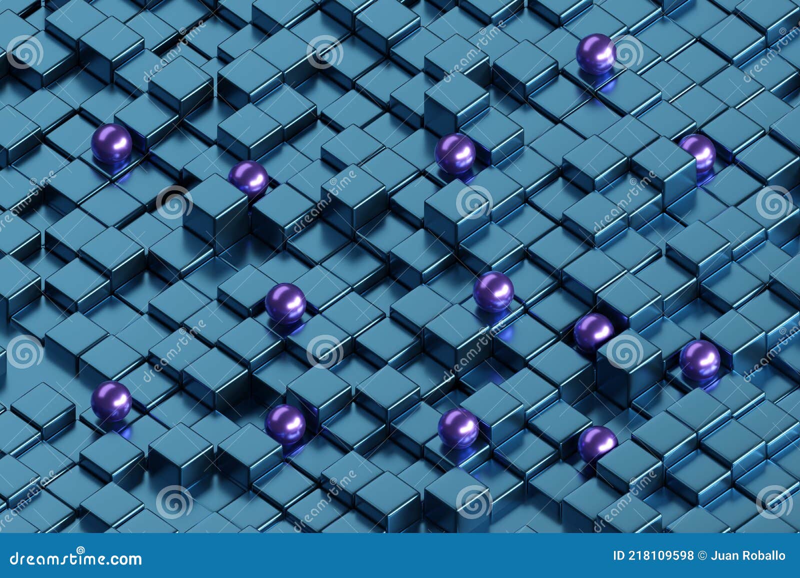 Metallic Cubes and Spheres. Isometric Abstract Background Stock ...