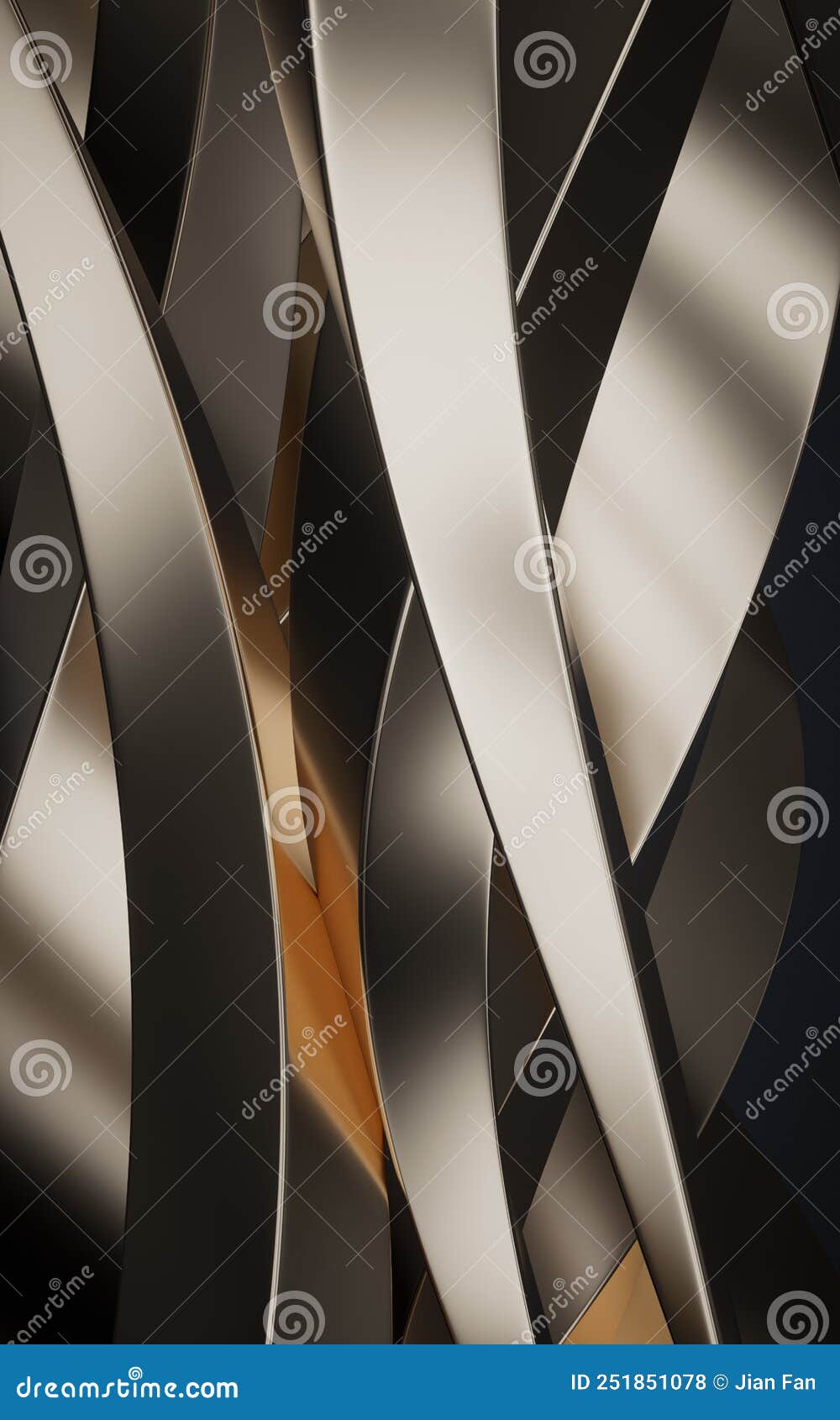 Metallic Curve Geometry Background, 3d Rendering Stock Illustration ...