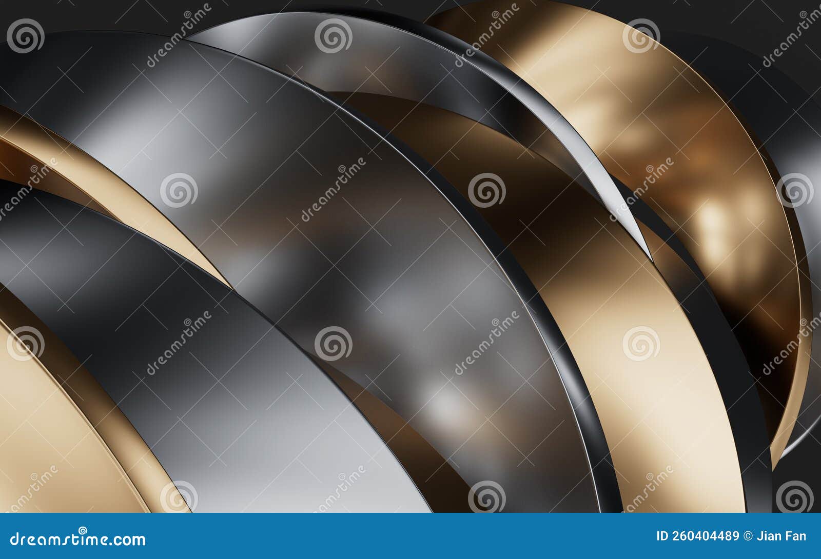 Metallic Curve Geometry Background, 3d Rendering Stock Illustration ...