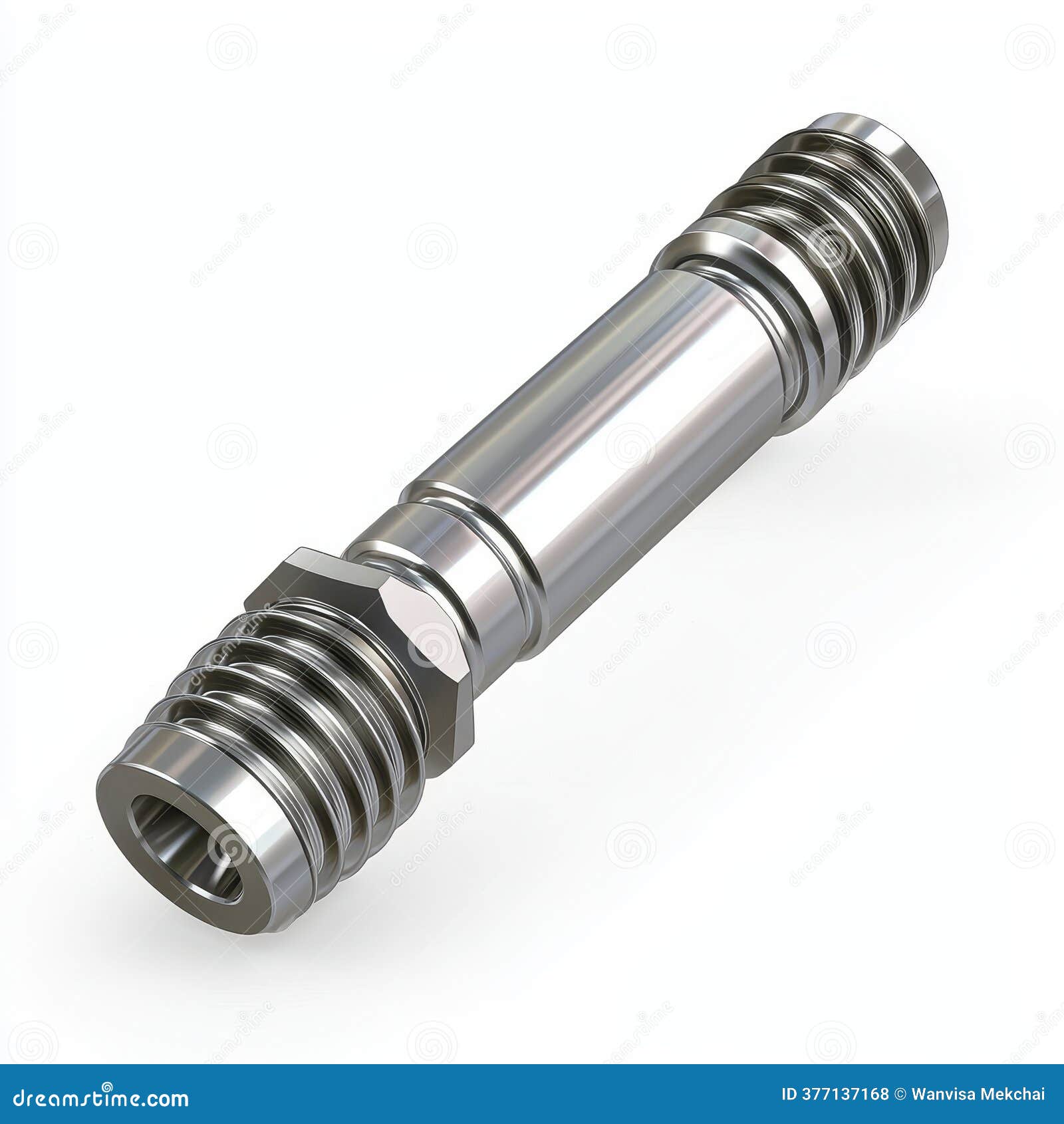 Metallic Hex Nut Threaded Interior Focus A Single Metallic Hex Nut With ...