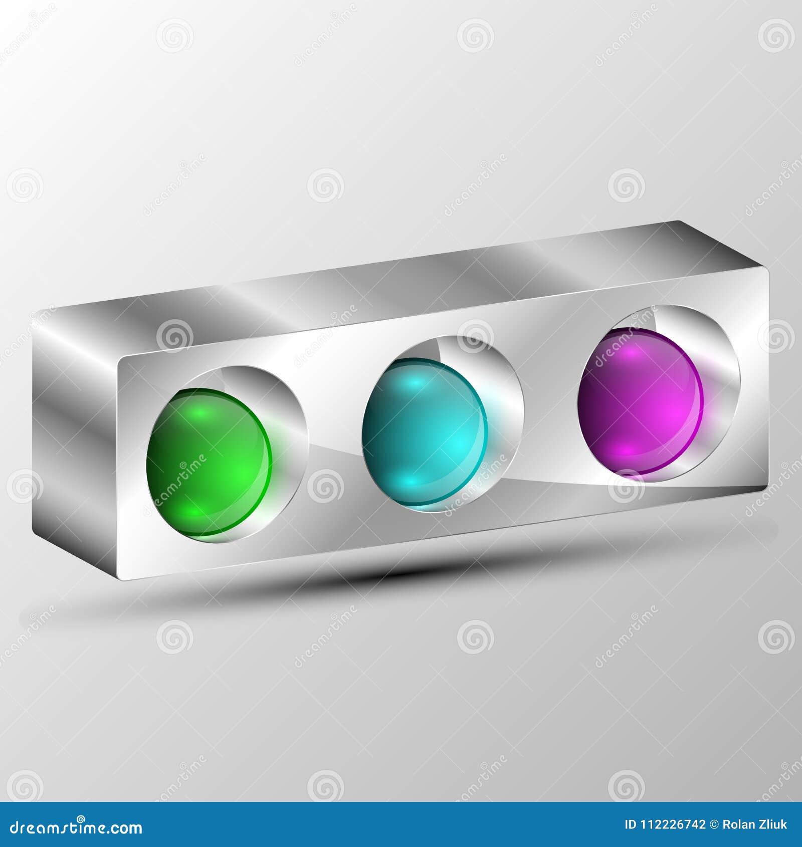Metallic 3d Rectangle in Perspective with Multi Colored Spheres Inside ...