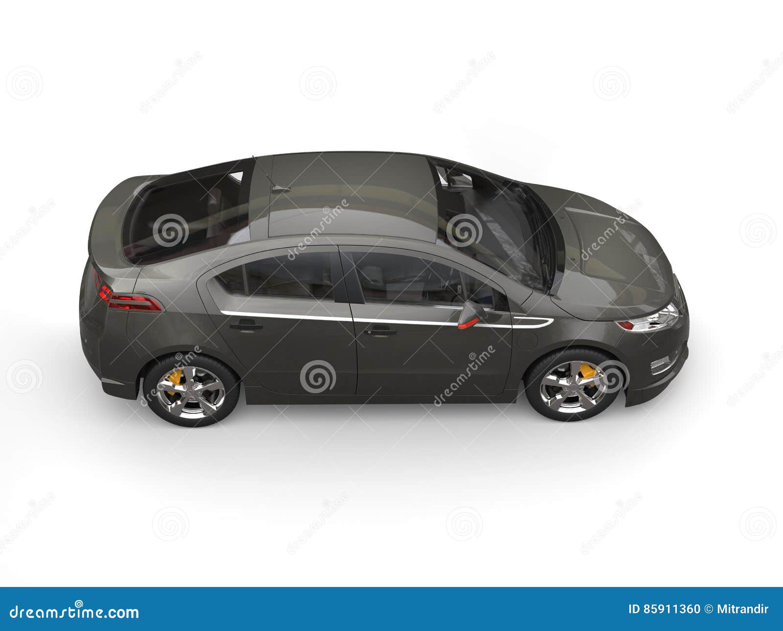 Metallic Dark Grey Modern Car - Top Side View Stock Illustration ...