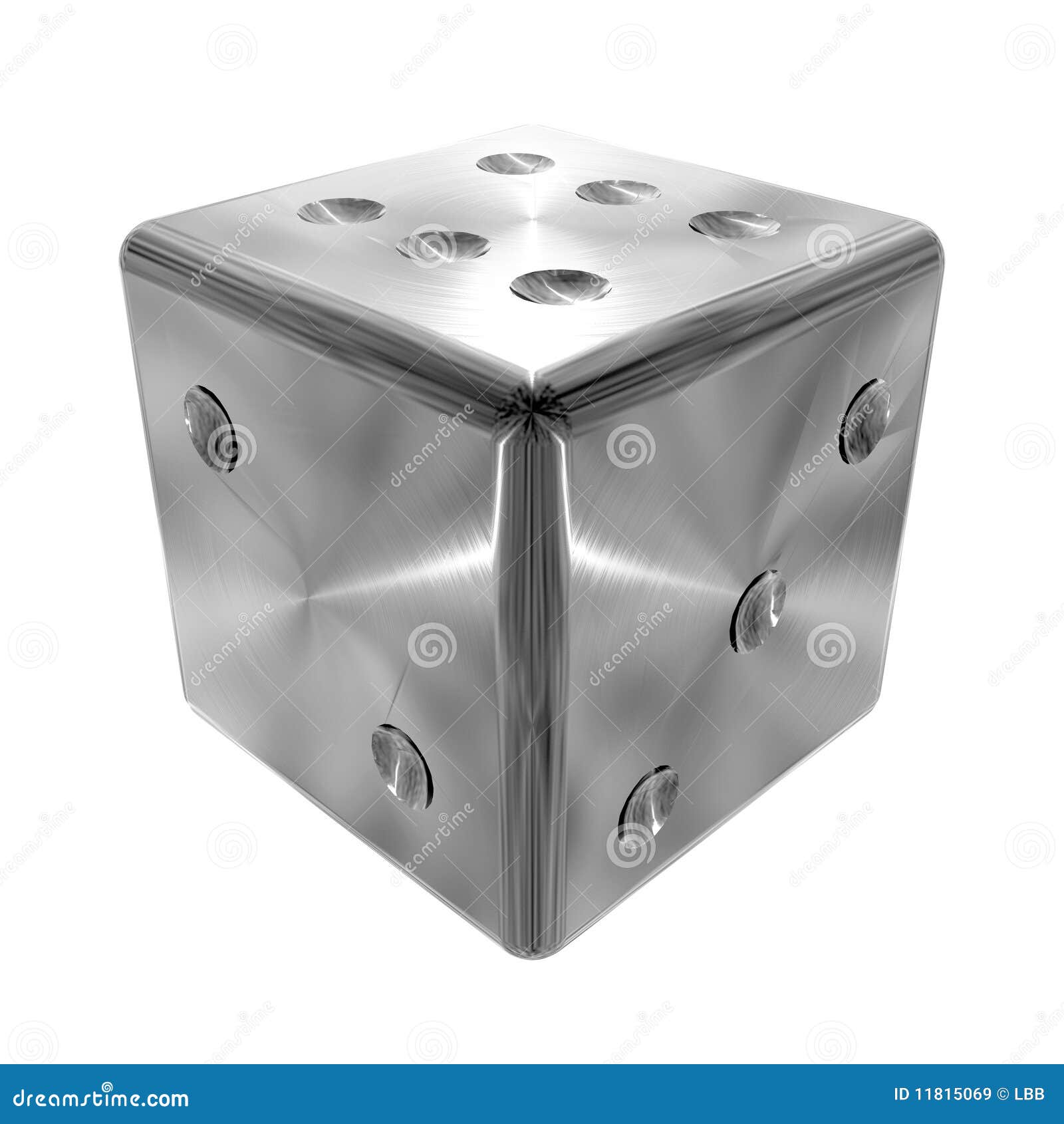 Metallic Dice Object on White Background Stock Illustration ...