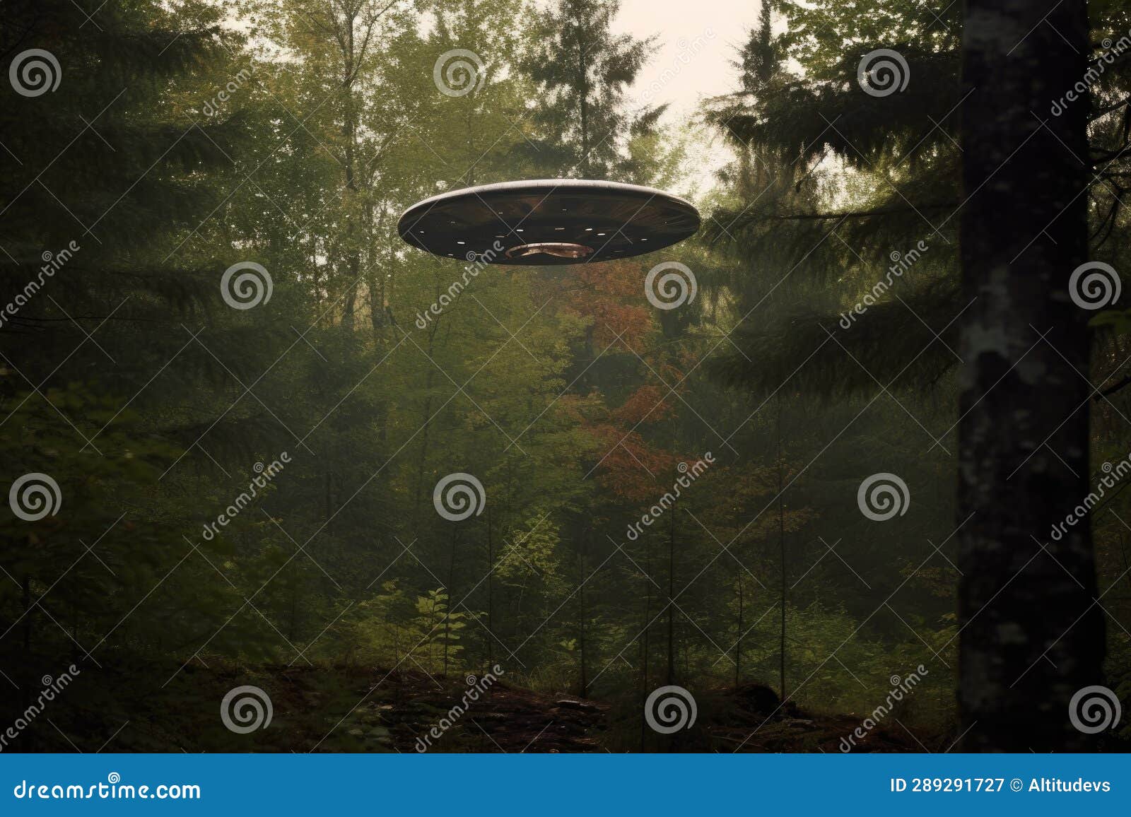 Metallic Disc-shaped Object Hovering Over Forest Trees Stock Image ...