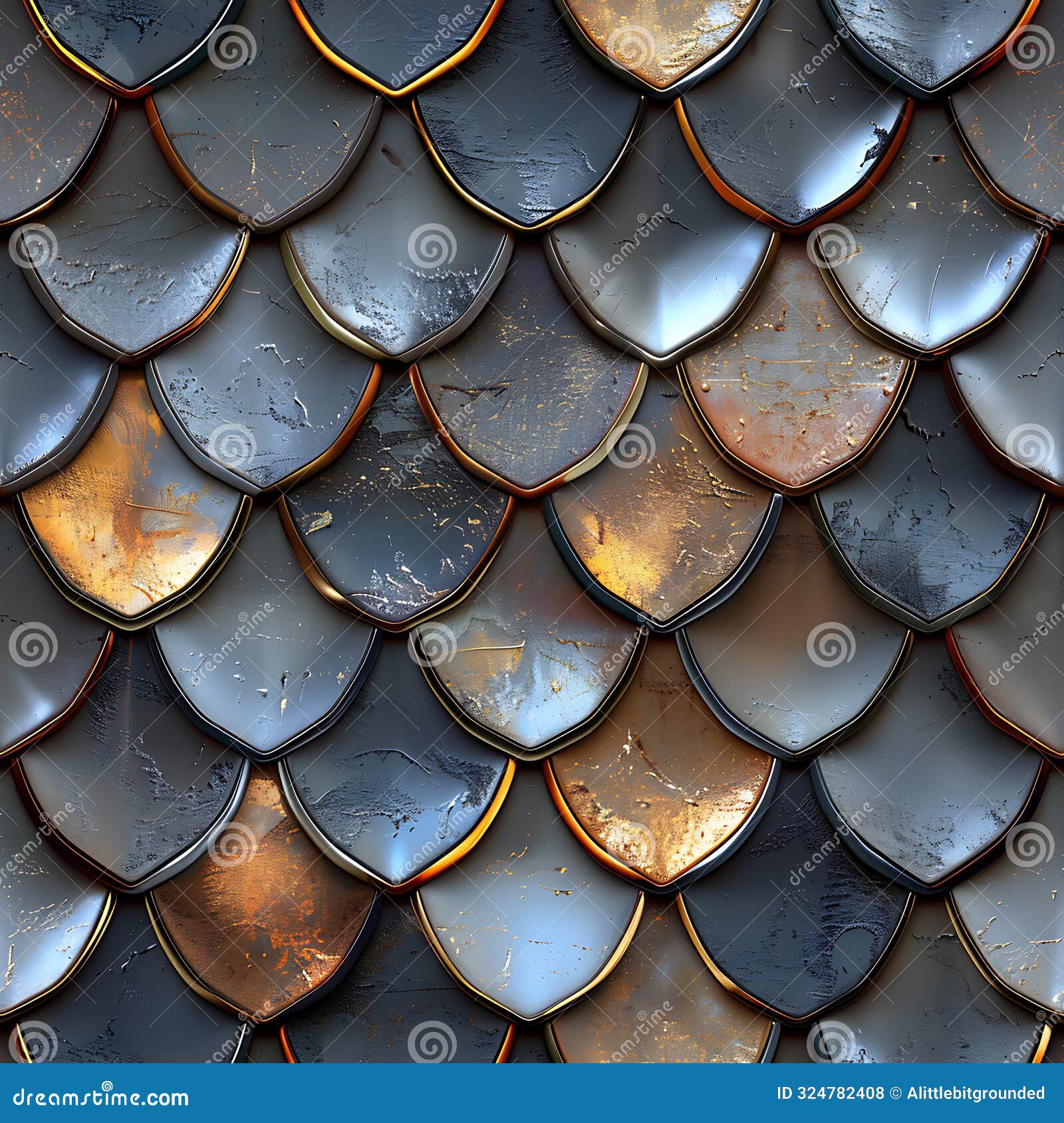 Metallic Dragon Scales Seamless Tile Stock Illustration - Illustration ...