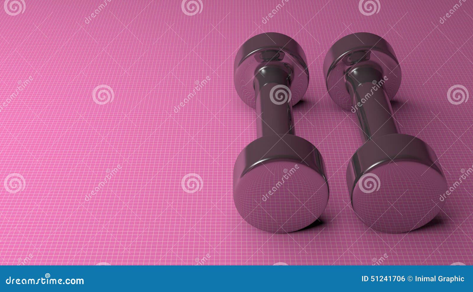 Metallic dumbbells on pink stock illustration. Illustration of fixed ...