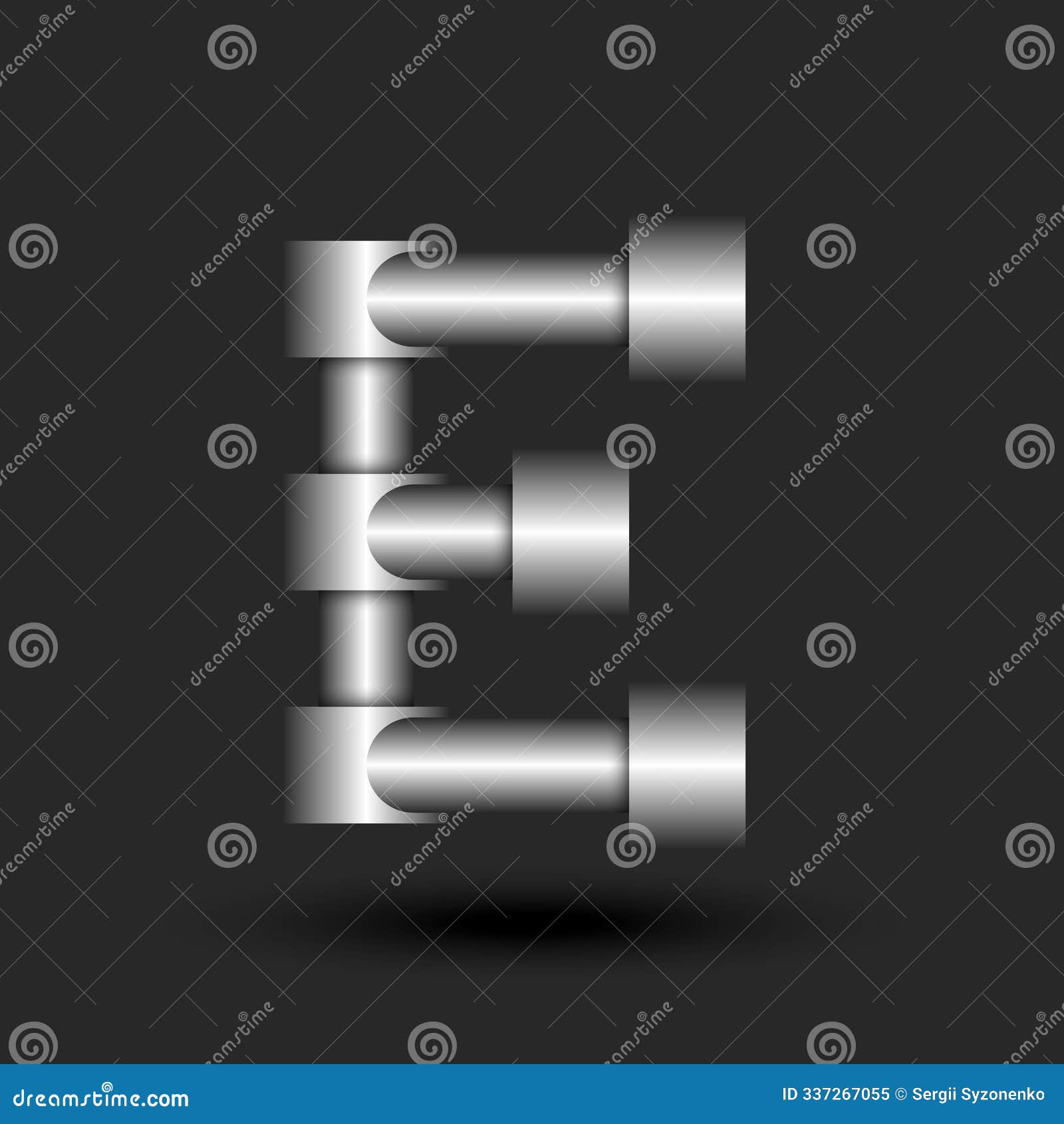 Metallic E Letter Logo Industrial Style Design with Reflective ...