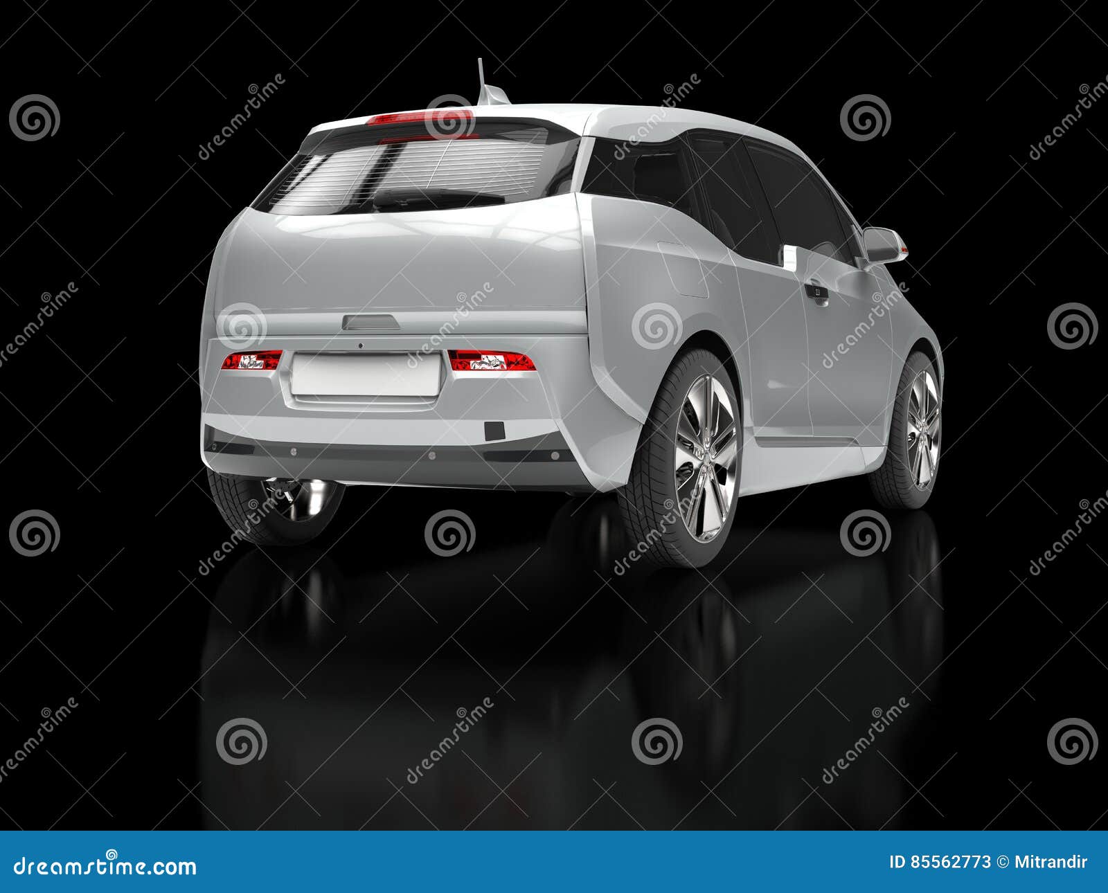Metallic Electric Car - Back View Stock Illustration - Illustration of ...