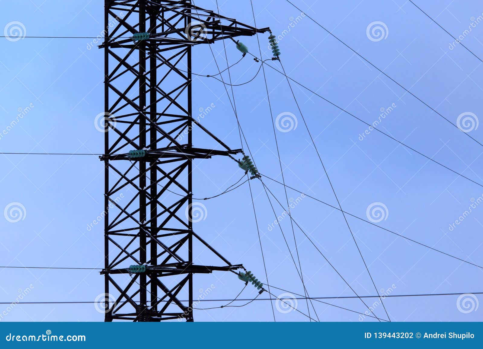 Metallic Electric Pillars Against the Blue Sky Stock Photo - Image of ...