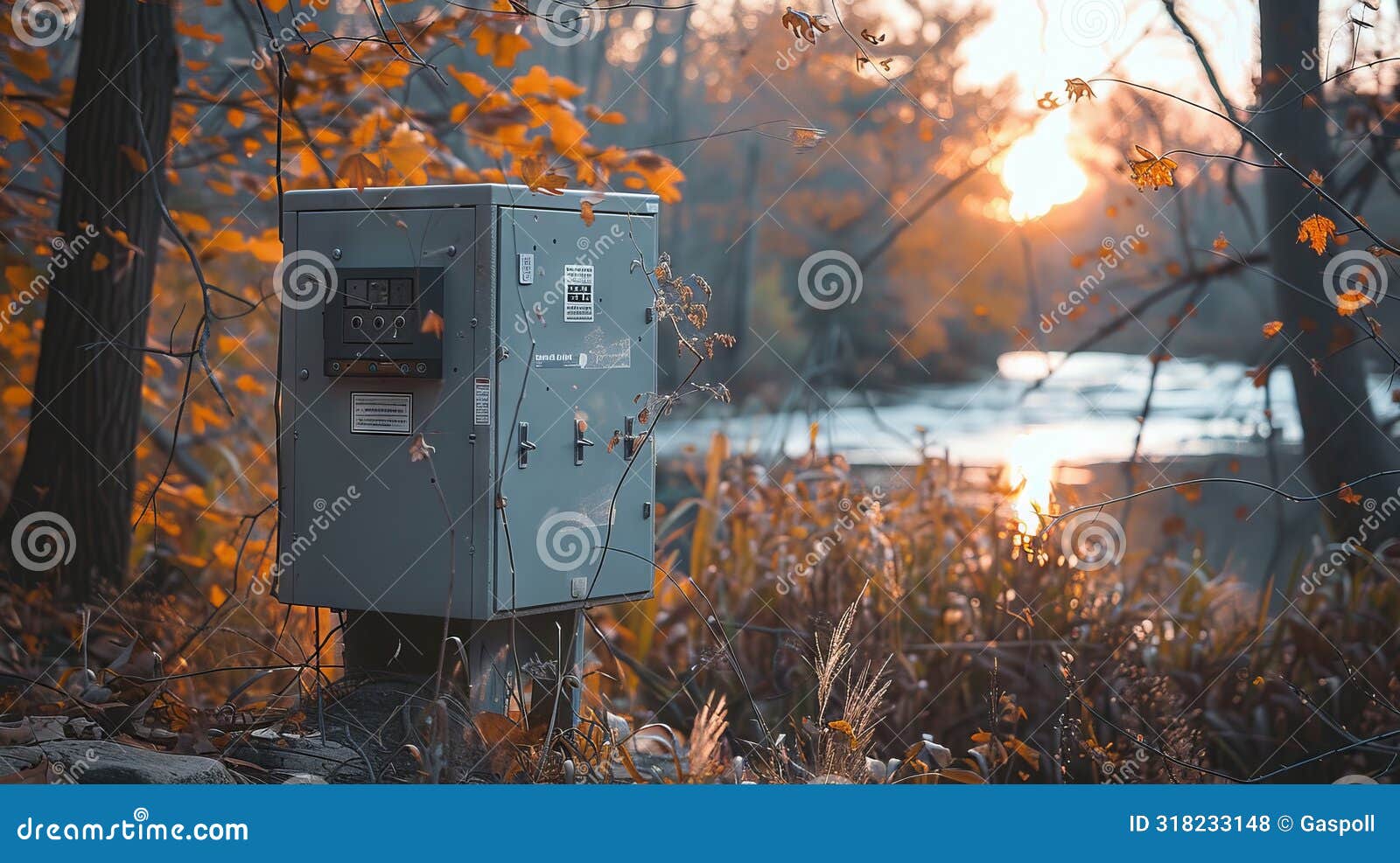 A Metallic Electrical Box Standing Alone in a Tranquil Environment ...