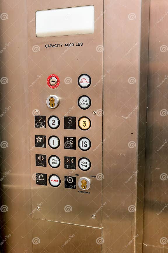 Metallic Elevator Control Panel with Push Buttons To Floor or Occupants ...