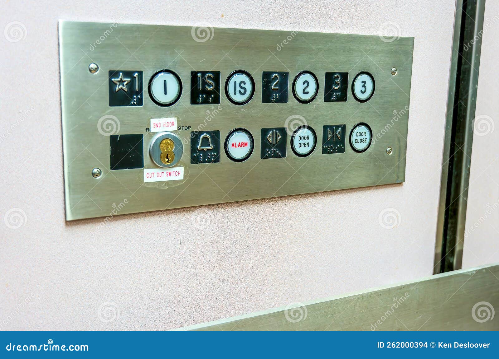 Metallic Elevator Control Panel with Push Buttons To Floor or Occupants ...