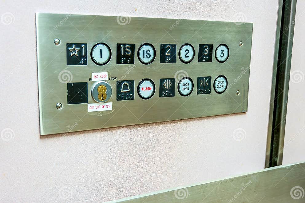 Metallic Elevator Control Panel with Push Buttons To Floor or Occupants ...