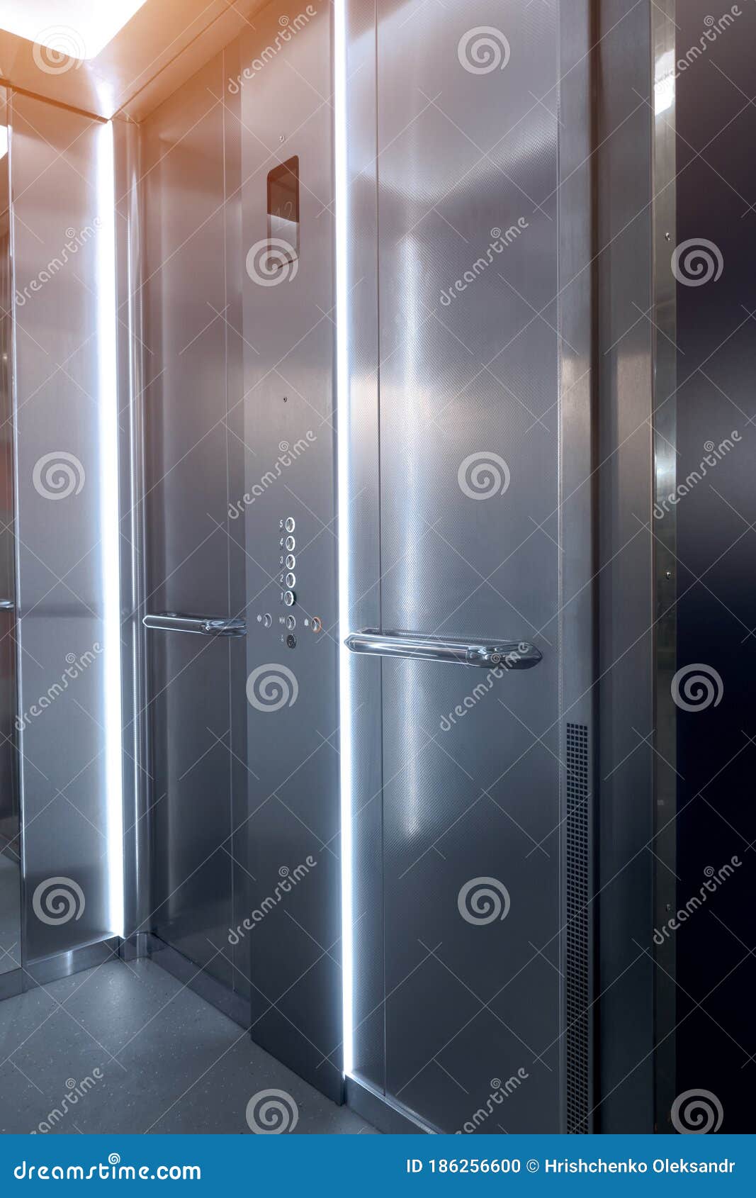 Metallic Elevator Doors in Silver. Entrance To the Elevator Stock Photo ...
