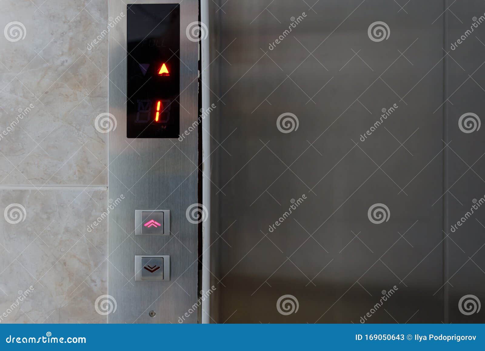 Metallic Elevator Panel with Button and Led Display. Interior and ...