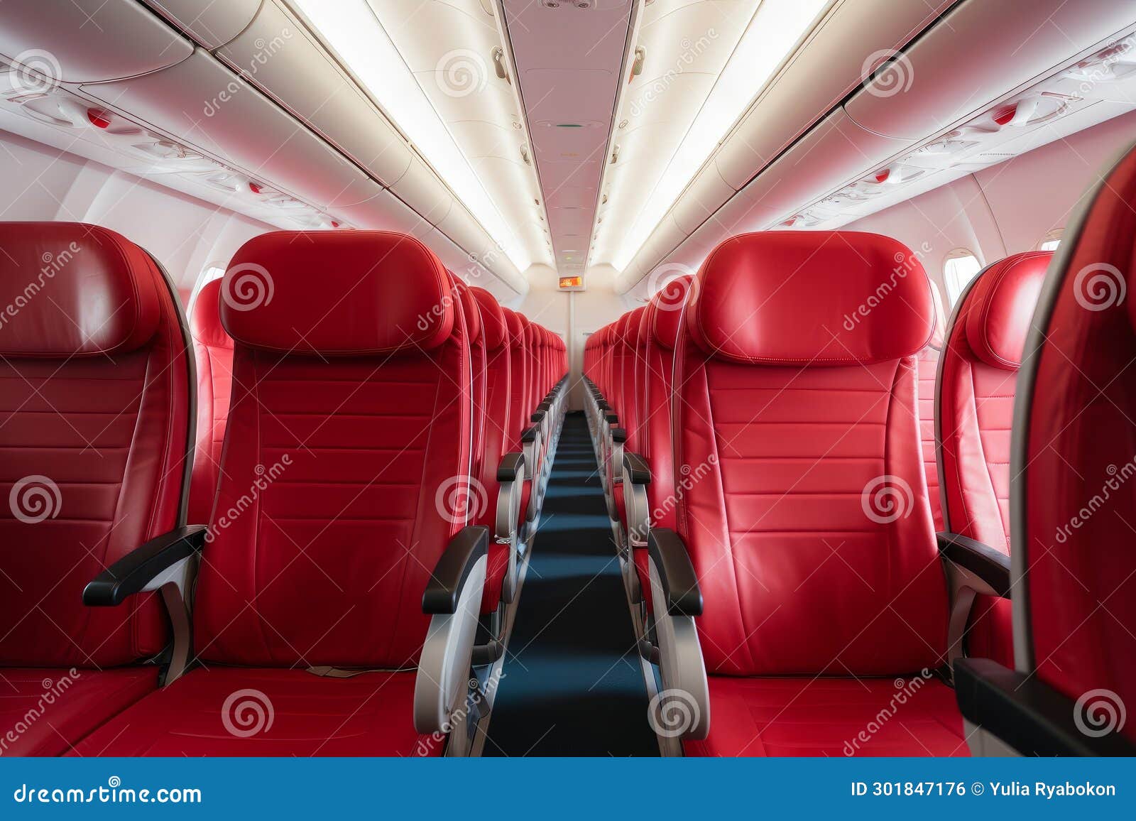 Metallic Empty Aircraft Red Interior. Generate Ai Stock Photo - Image ...