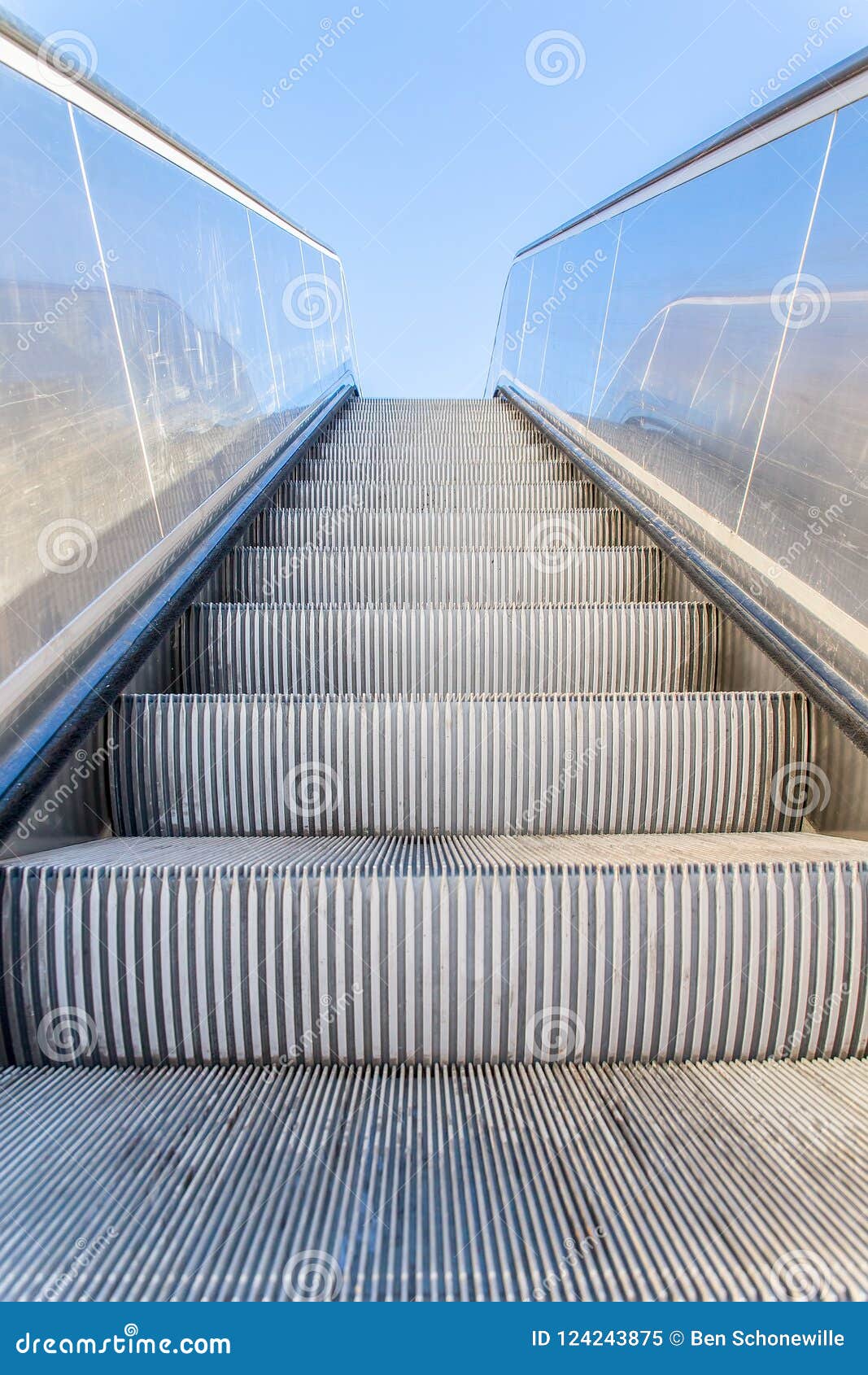 Metallic Escalator Outside with Blue Sky Stock Image - Image of ...