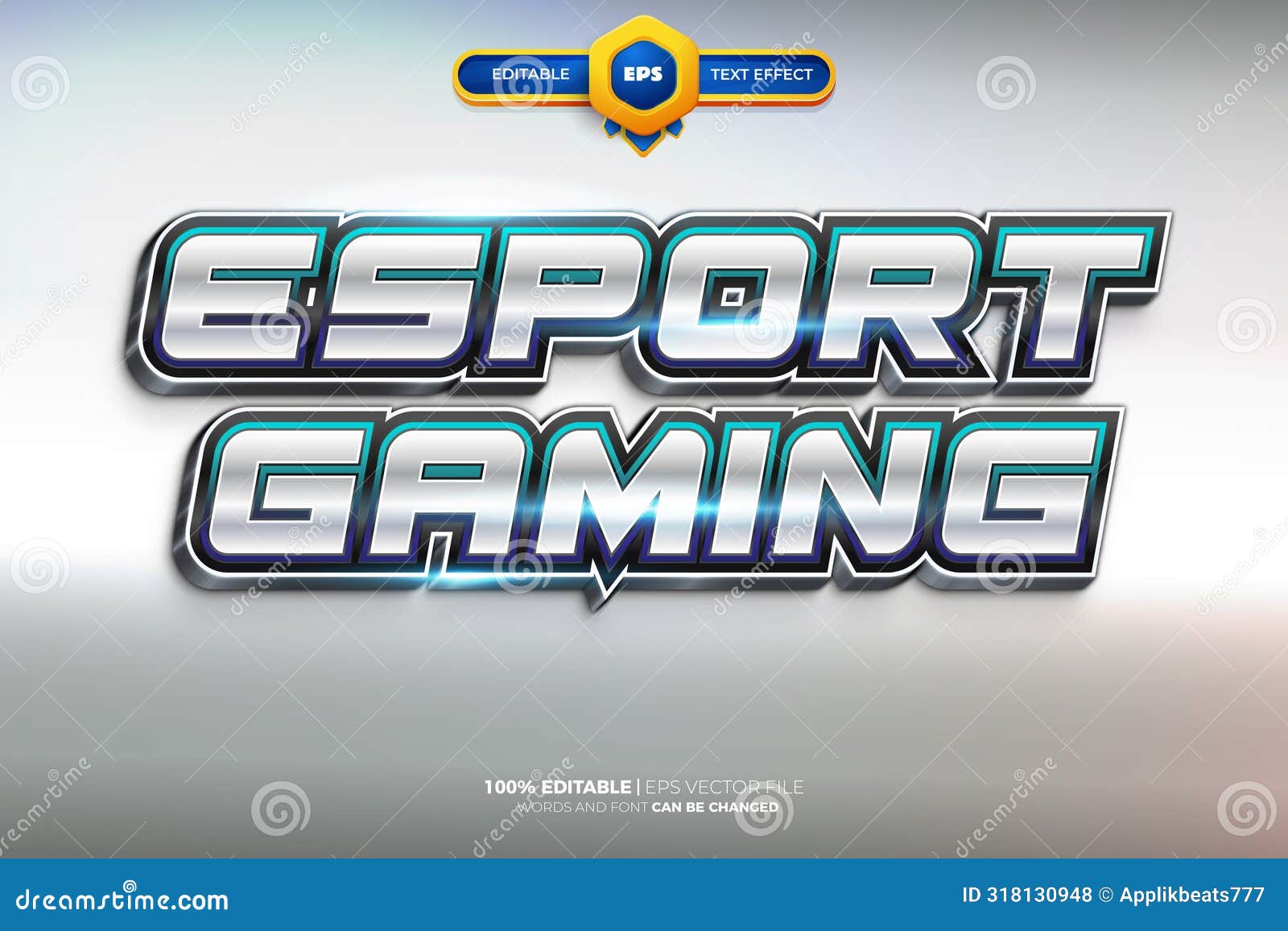 Metallic Esport Gaming Team 3D Editable Text Effect Template Stock ...