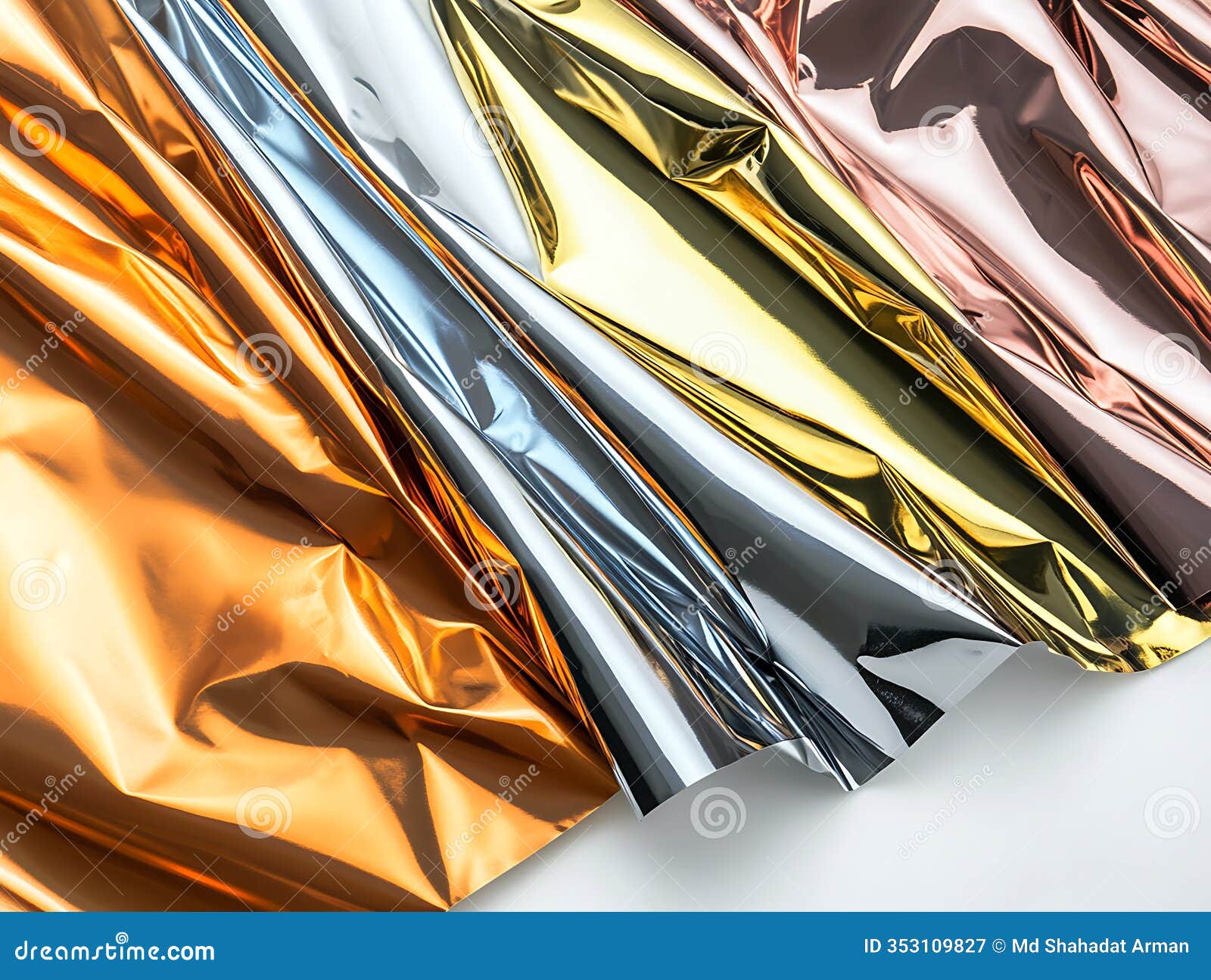 Metallic Fabric Swatches in Gold, Silver, Bronze, and Copper Stock ...