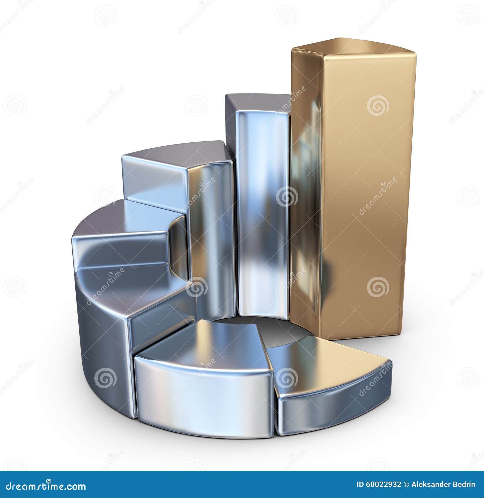 Metallic Finance Chart, Business Graph. 3D Icon Stock Illustration ...