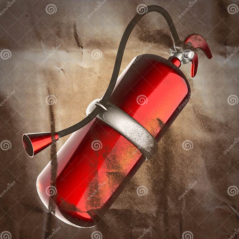 Metallic Fire Extinguisher Painted on Paper Stock Photo - Image of ...