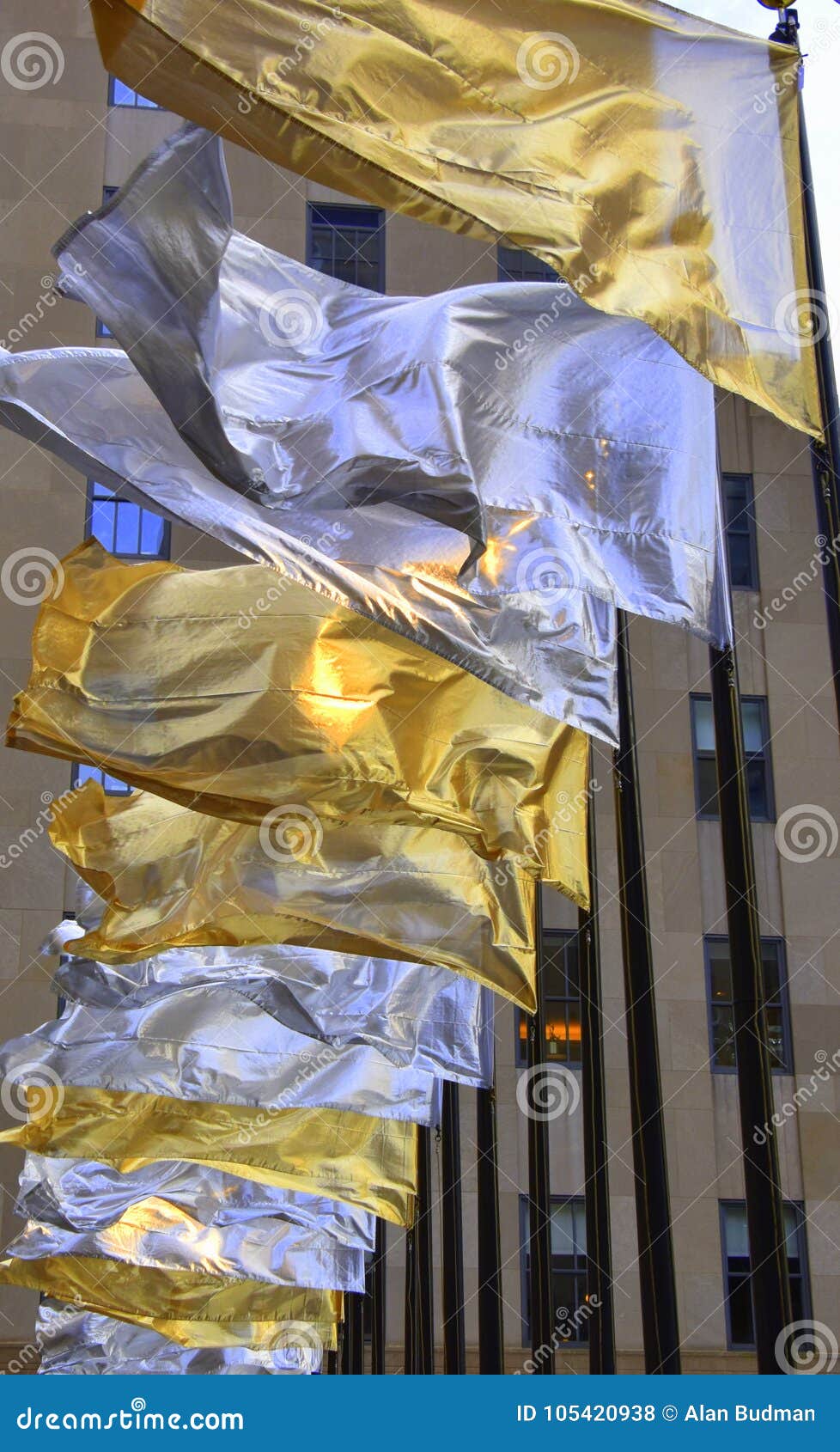 Metallic Flags Waving in the Wind Stock Photo - Image of lovely ...