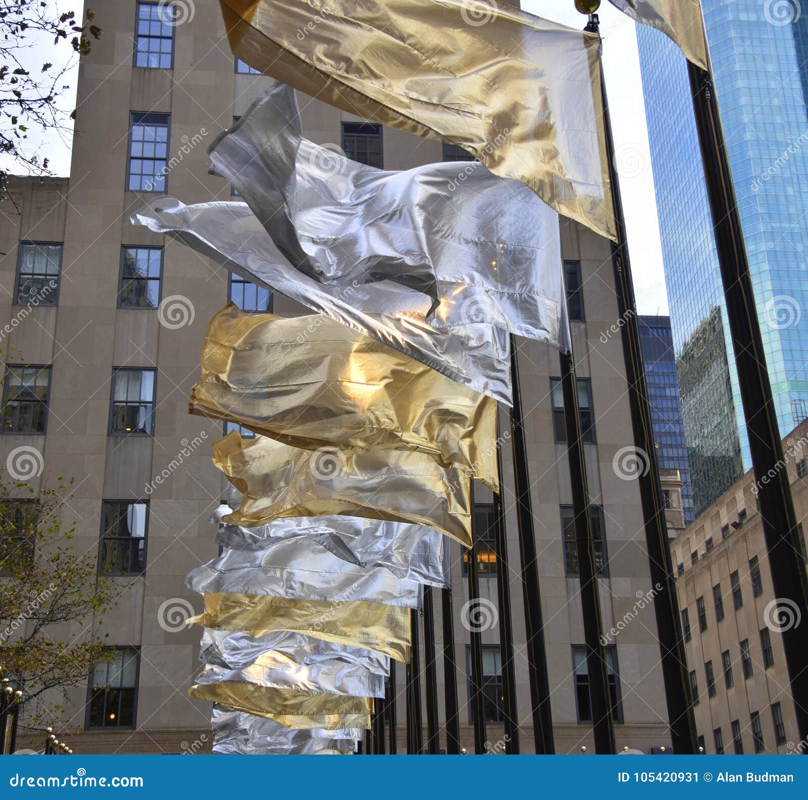 Metallic Flags Waving in the Wind Stock Image - Image of park, joyous ...
