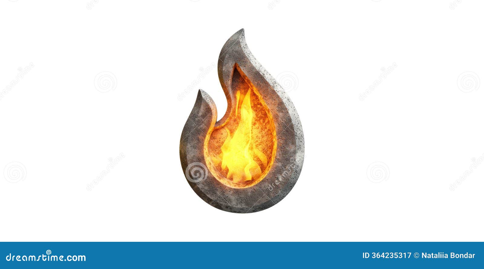 Metallic Flame-shaped Object With Glowing Core Isolated On Transparent ...
