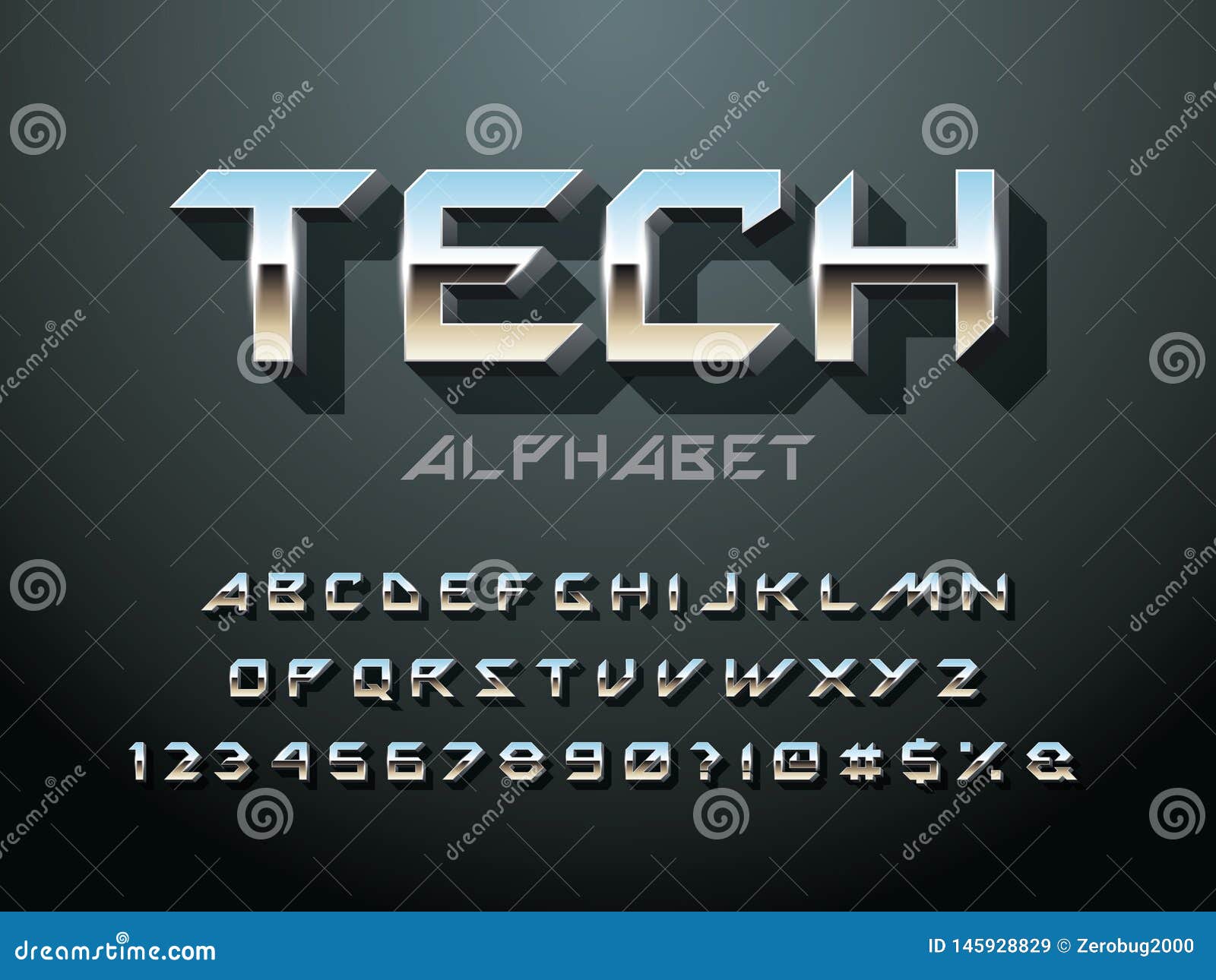 Metallic font stock vector. Illustration of glossy, chrome - 145928829