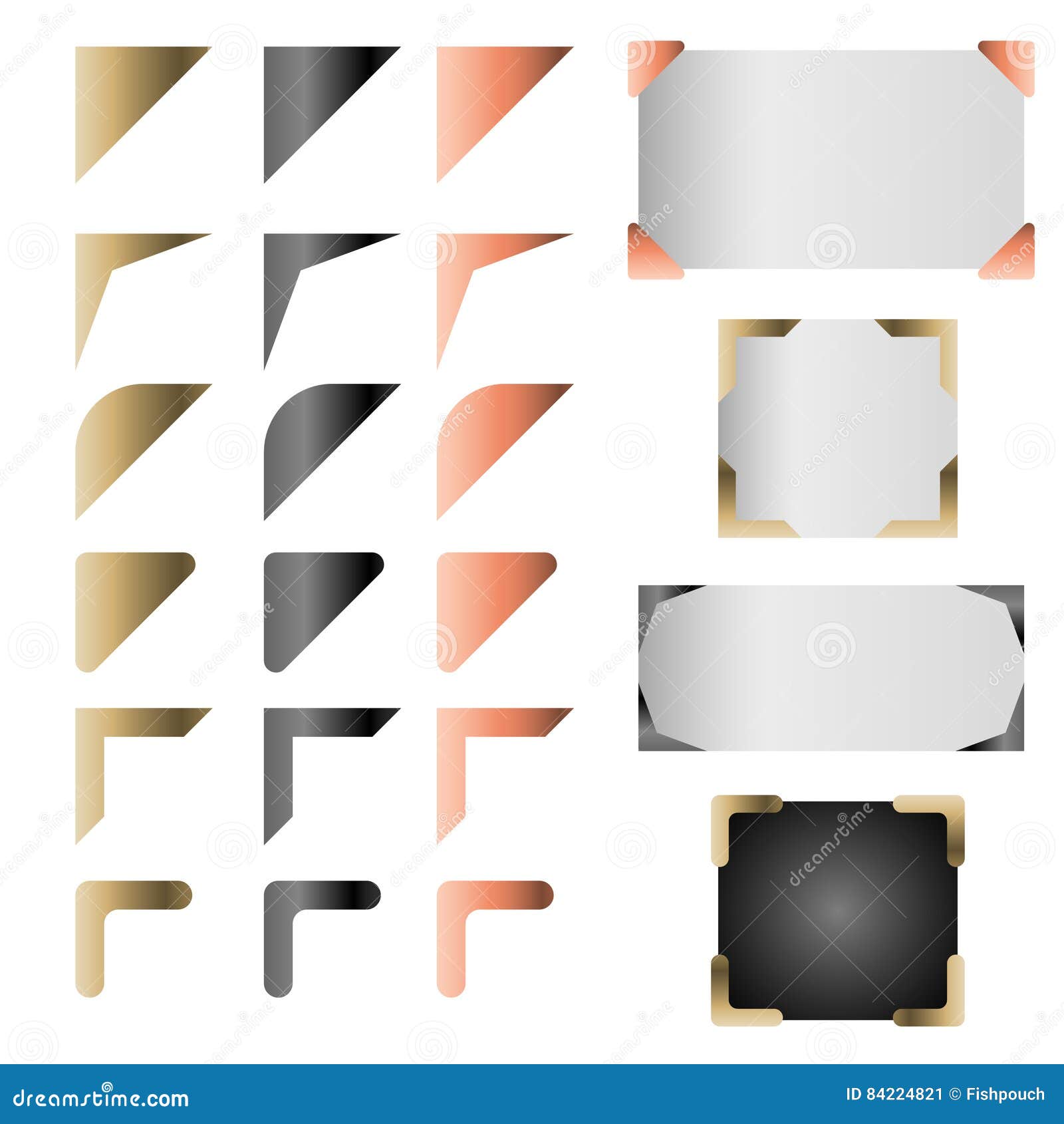 Metallic Frame Corner Vector Set. Stock Vector - Illustration of edging ...