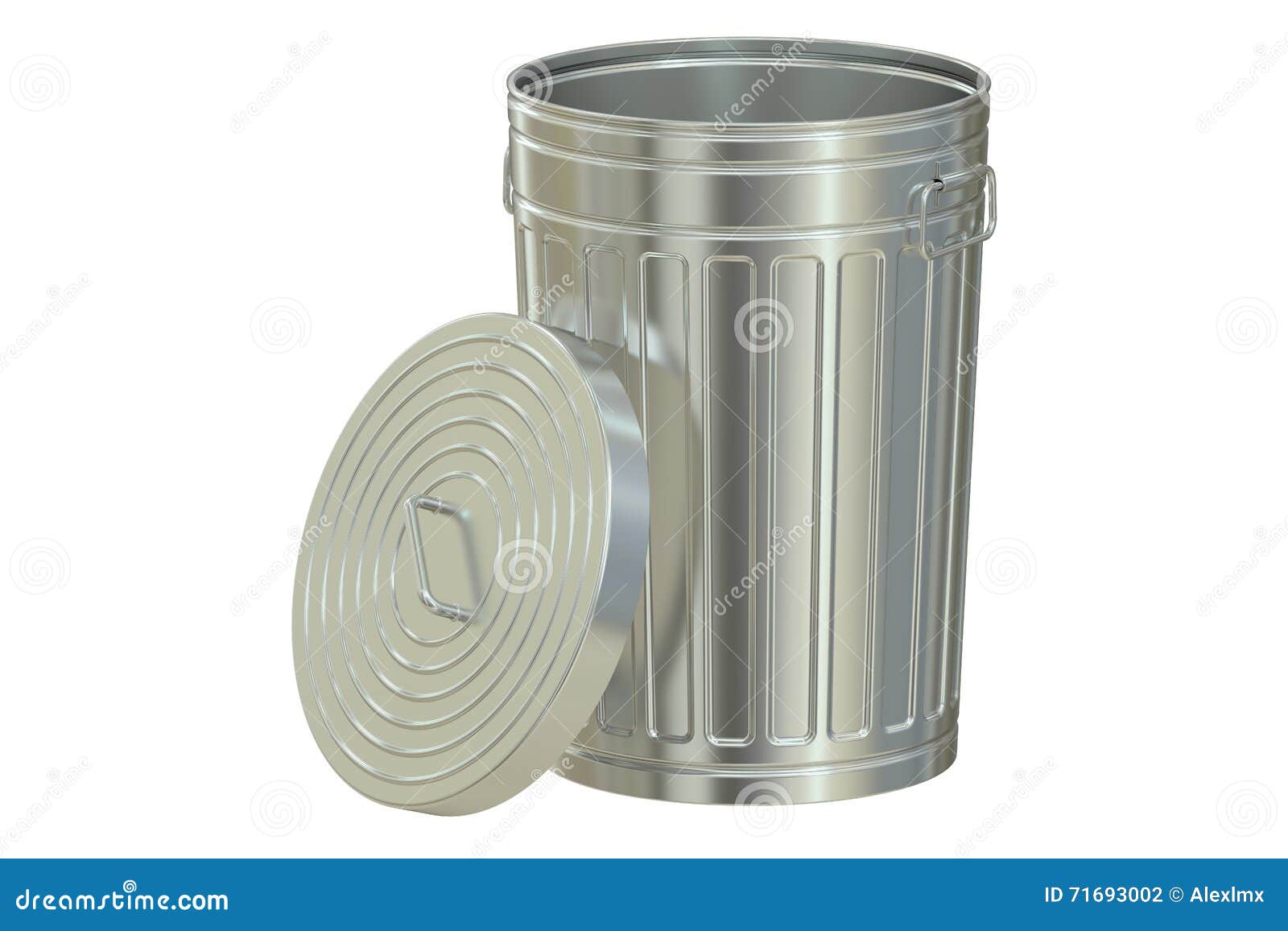 Metallic Garbage Can, 3D Rendering Stock Illustration - Illustration of ...